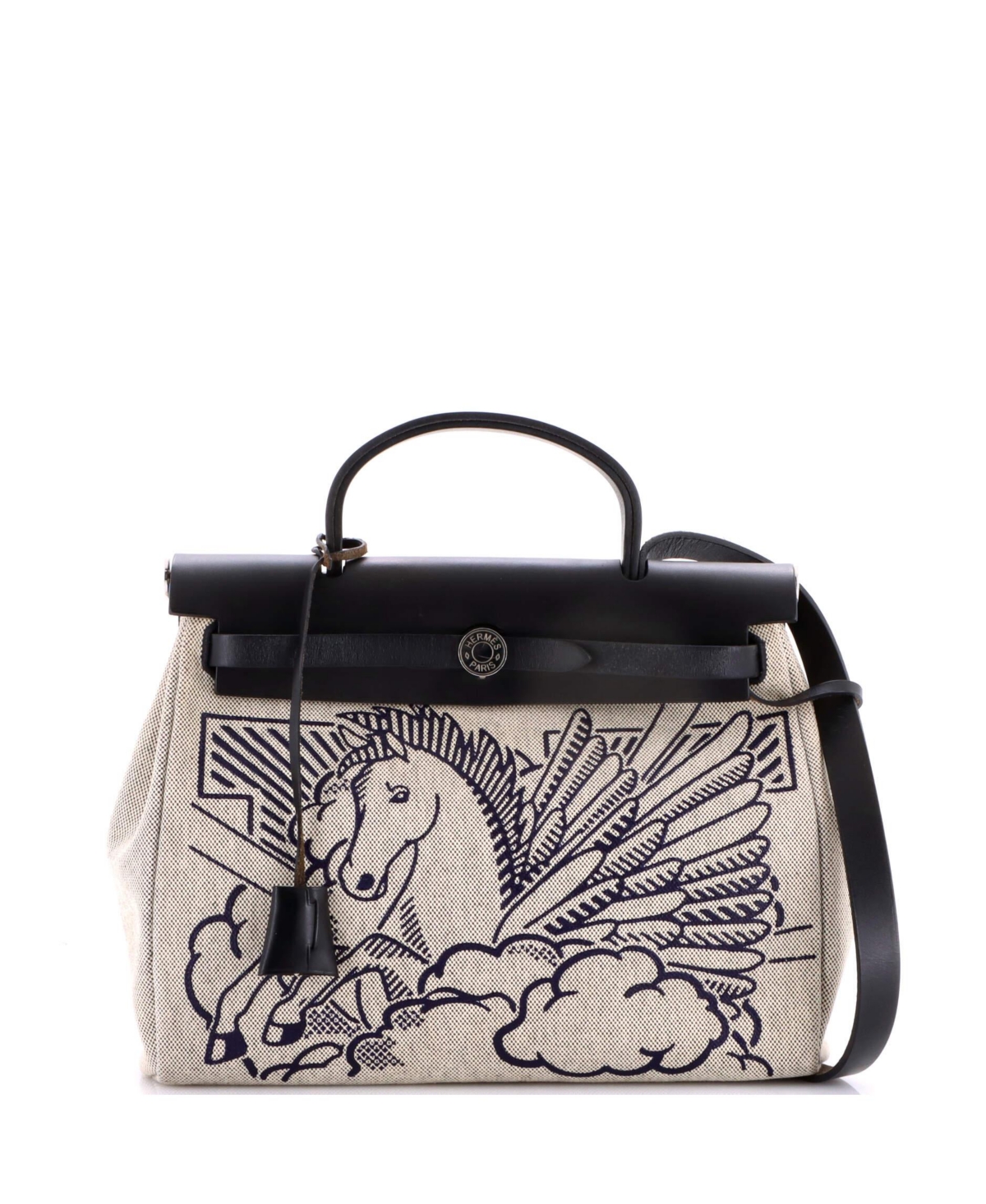 Click here for Pre-Owned HERMES 31 Herbag Zip Pegase Pop Toile an... prices