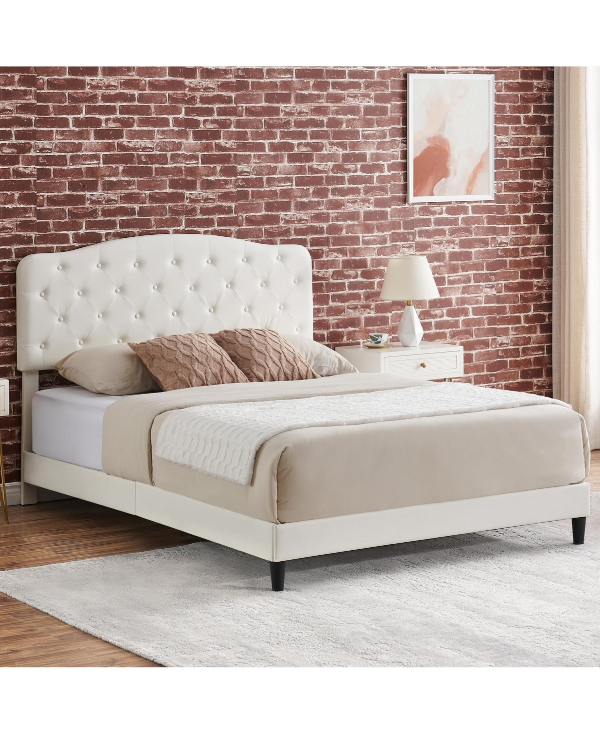 Click here for gaomon Bed Frame  Leather Upholstered Platform  Ad... prices
