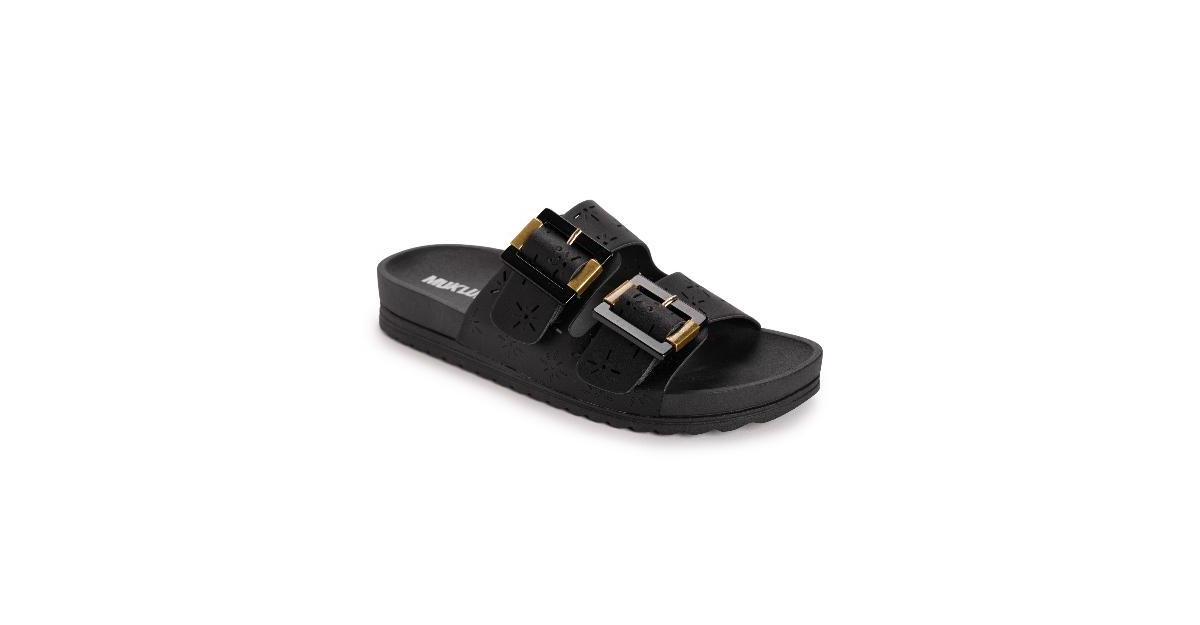 Click here for Muk Luks Womens Grand Cayman Sandal - Black motif prices