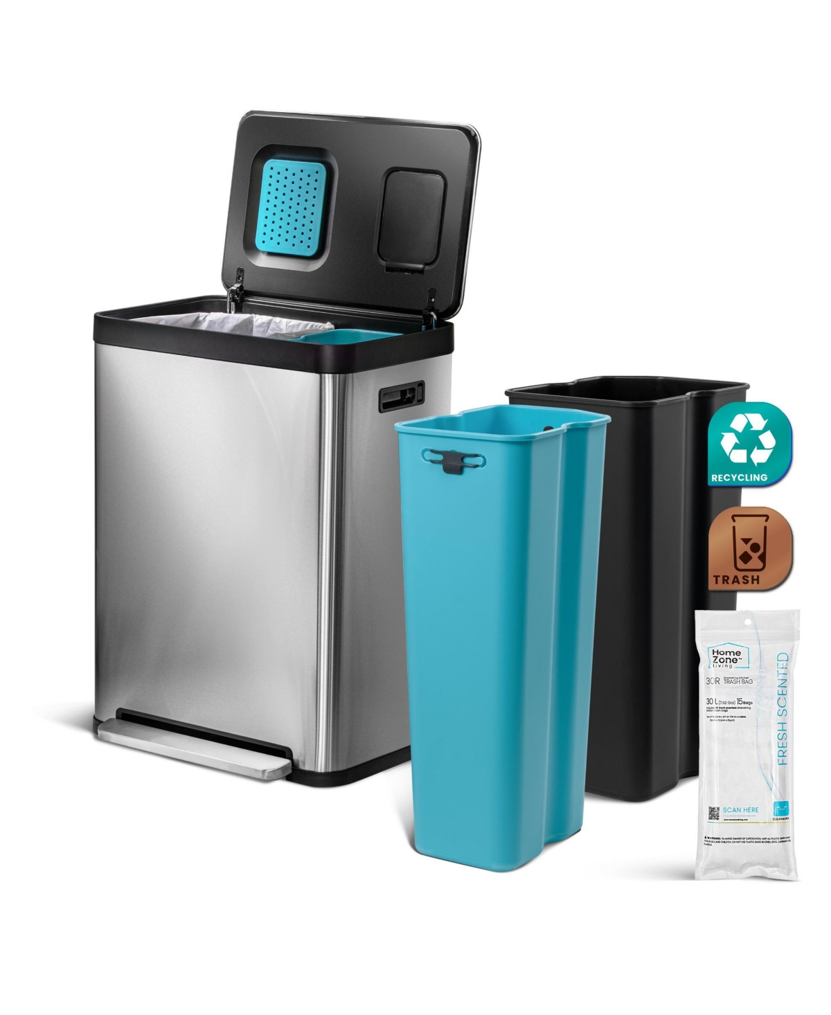 Click here for Home Zone Living 19 Gallon Stainless Steel Dual Tr... prices