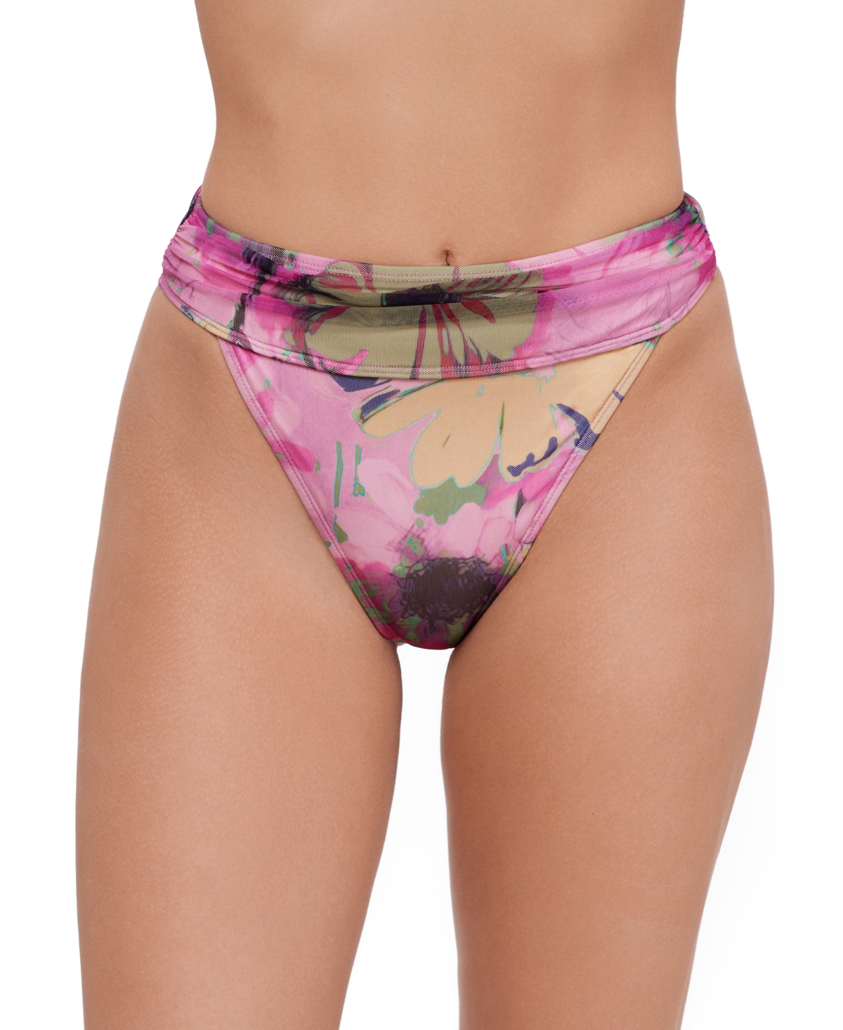 Click here for Steve Madden Womens High-Waist Ruched Band Swim Bo... prices