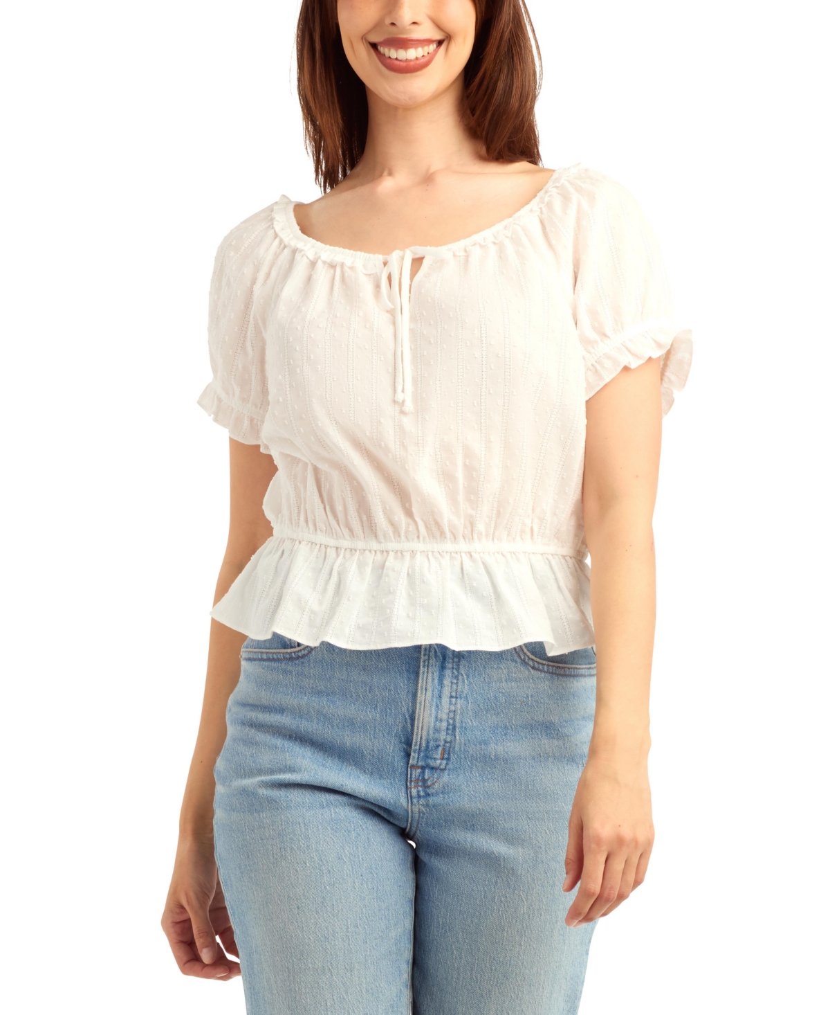 Click here for Bcx Womens Scoop Neck Novelty Top - Off White prices