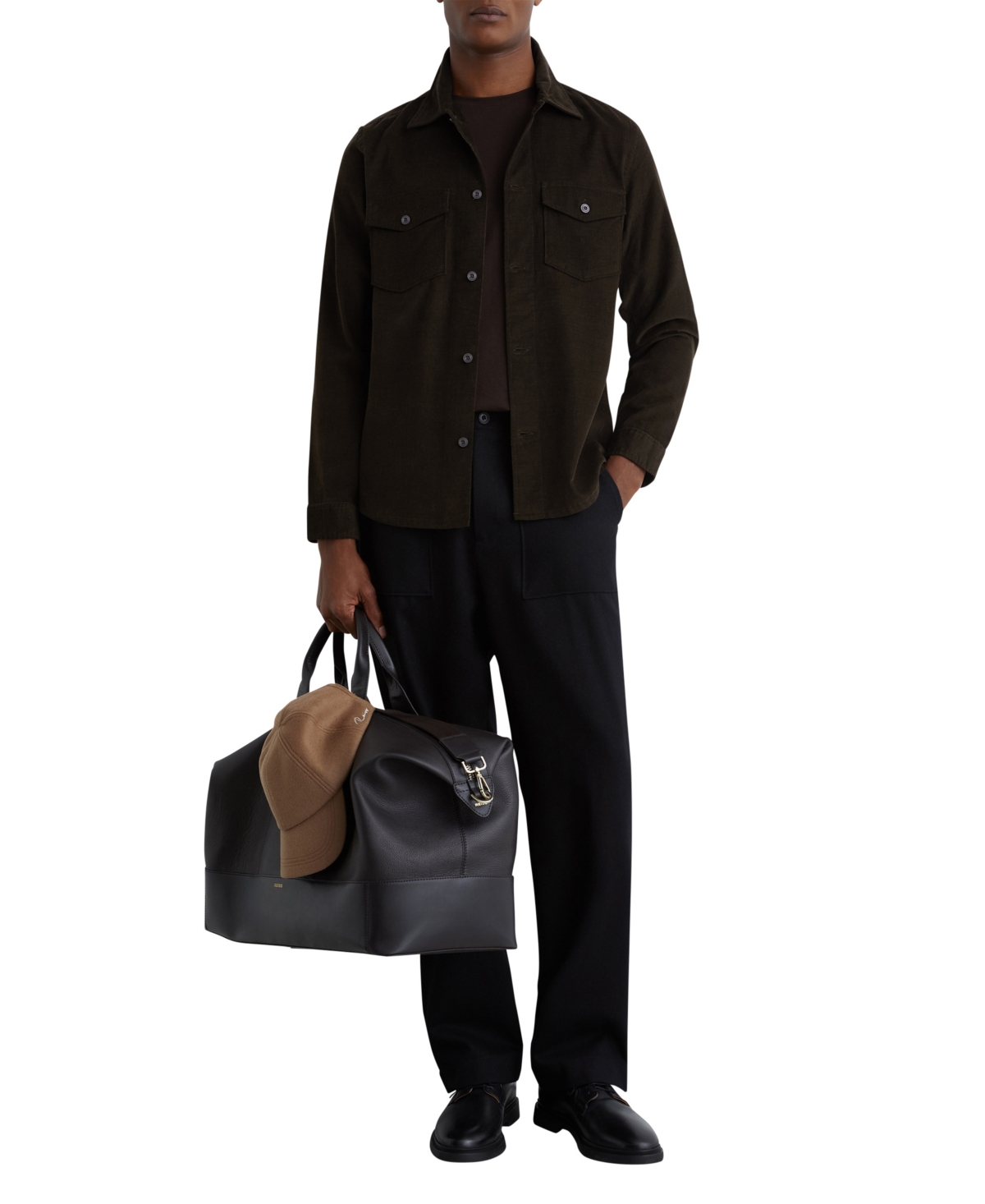 Click here for Reiss Mens Corduroy Twin-Pocket Overshirt - Dark G... prices