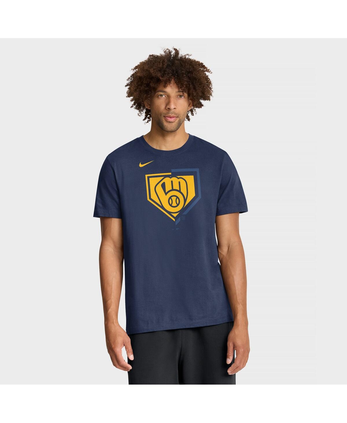 Click here for Nike Mens Navy Milwaukee Brewers Icon T-Shirt - Na... prices