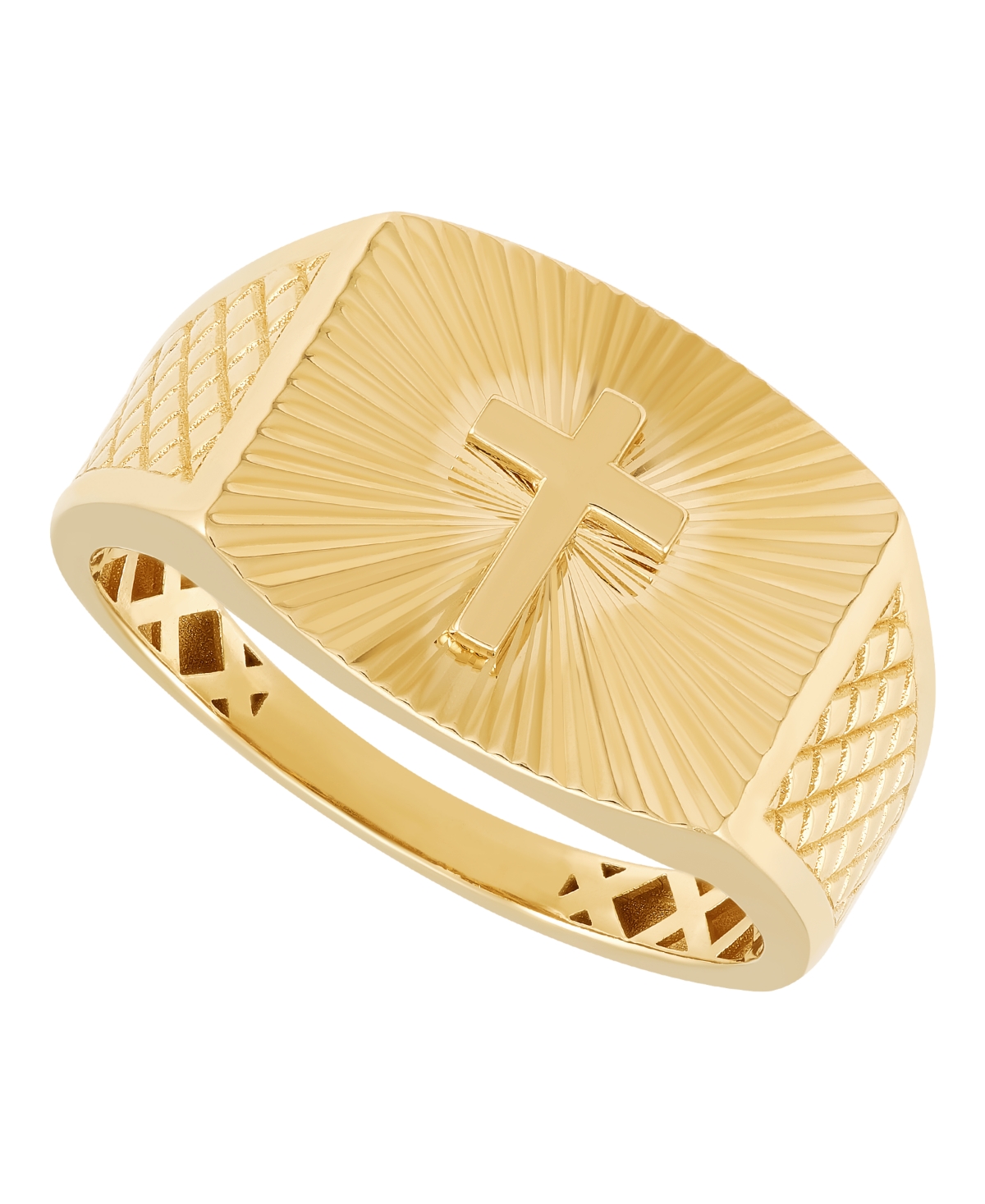 Click here for Macys Cross Band Ring in 14k Yellow Gold Plated St... prices