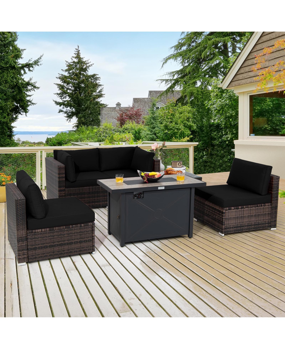 Click here for Costway 6PCS Patio Furniture Set Rattan Cushioned... prices