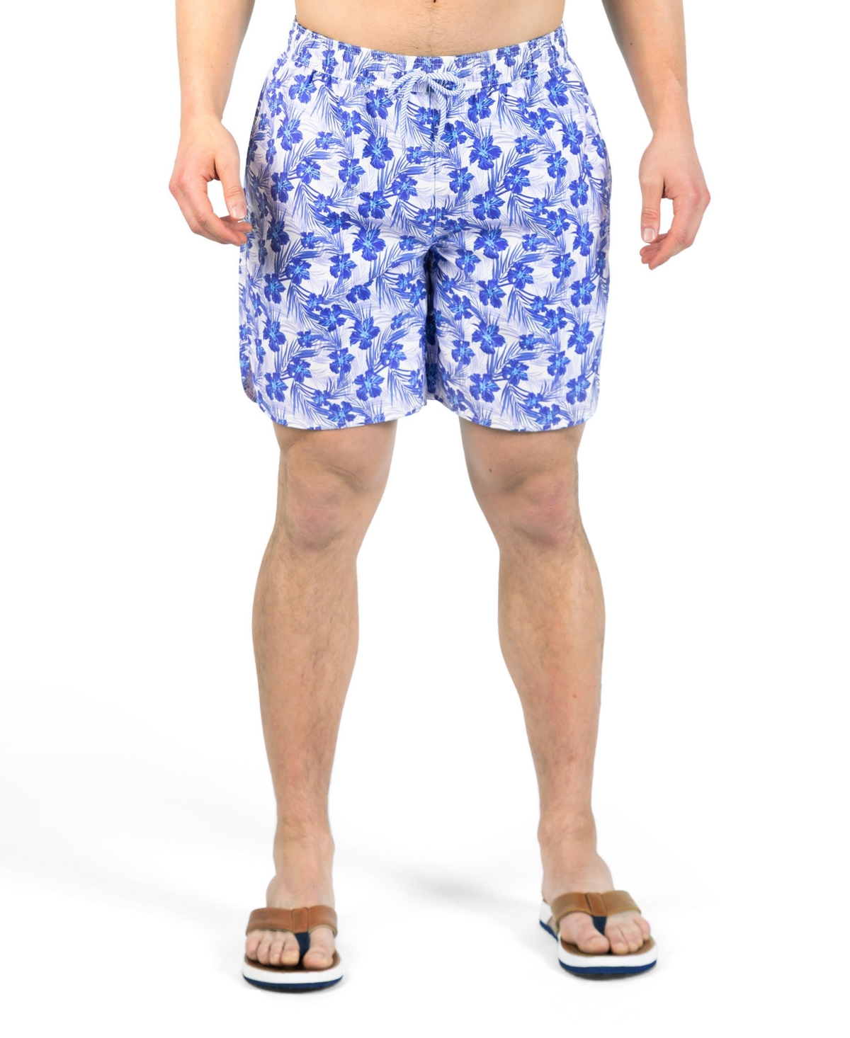 Click here for Tailorbyrd Mens Hibiscus Printed Swim Shorts - Blu... prices
