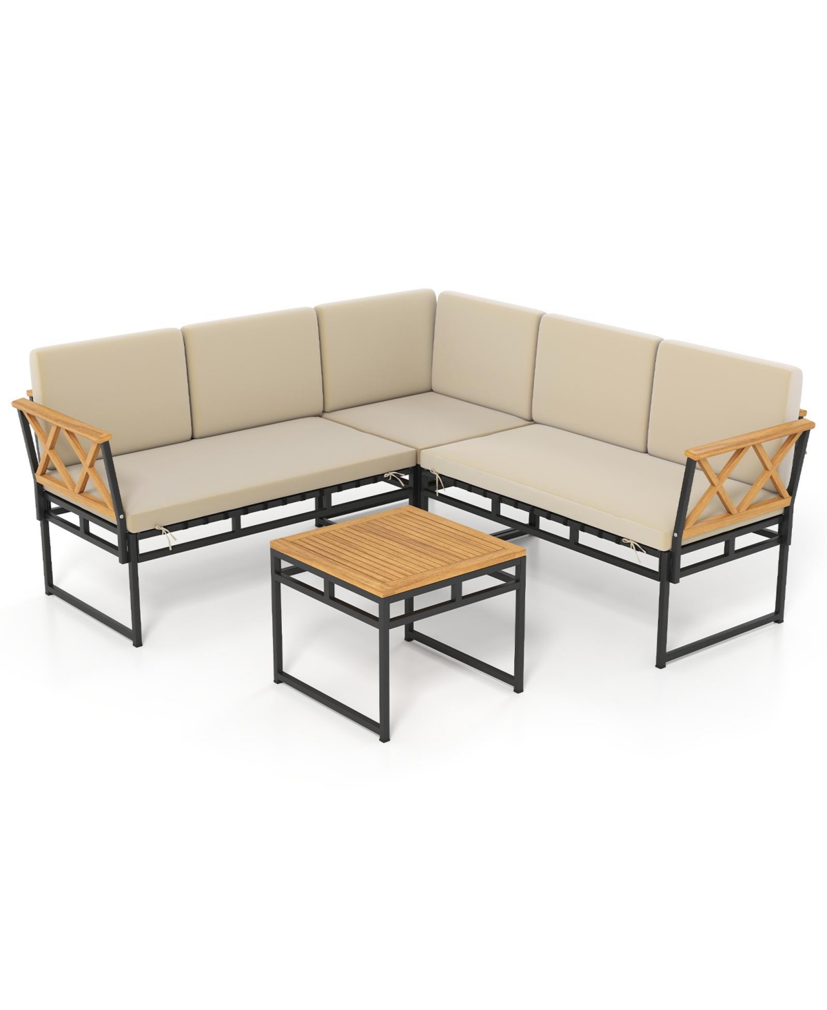 Click here for Gymax Set Of 4 Outdoor Sectional Sofa L-Shaped Met... prices