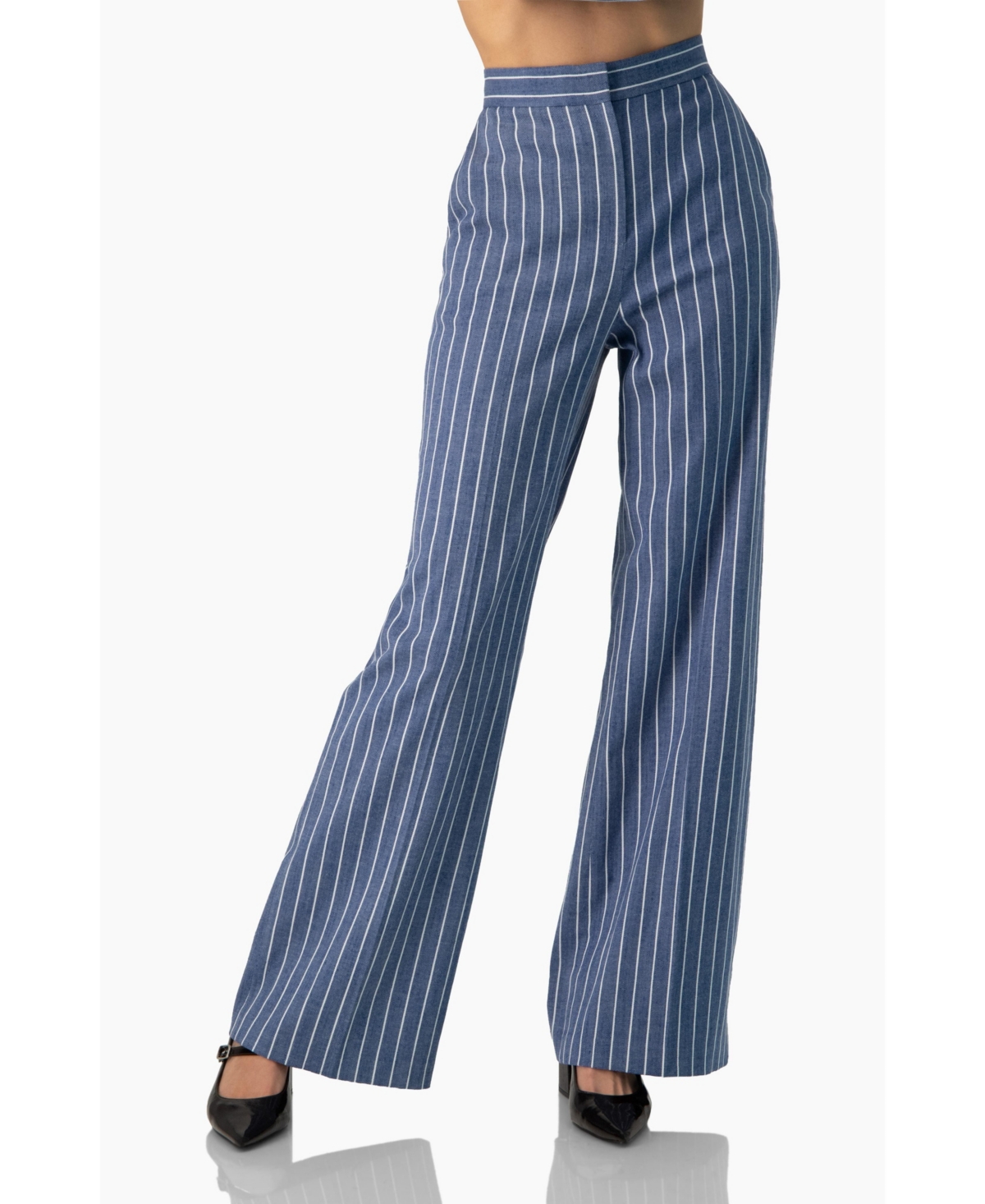 Click here for Ivonne Womens Striped Wide-Leg Pants - Blue prices