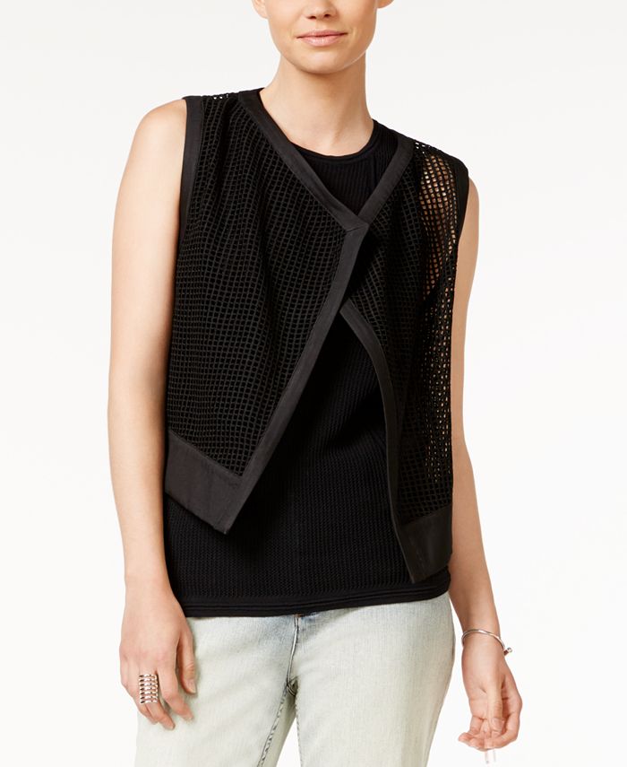 Armani Exchange Mesh Open-Front Vest - Macy's