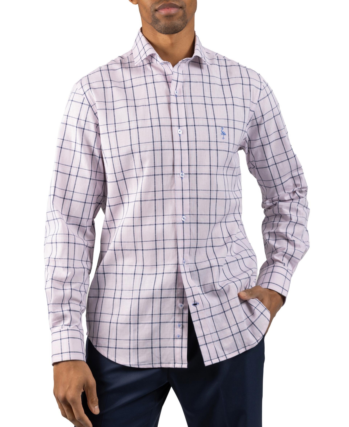Click here for Tailorbyrd Mens Yarn Dyed Linen Large Check Long S... prices