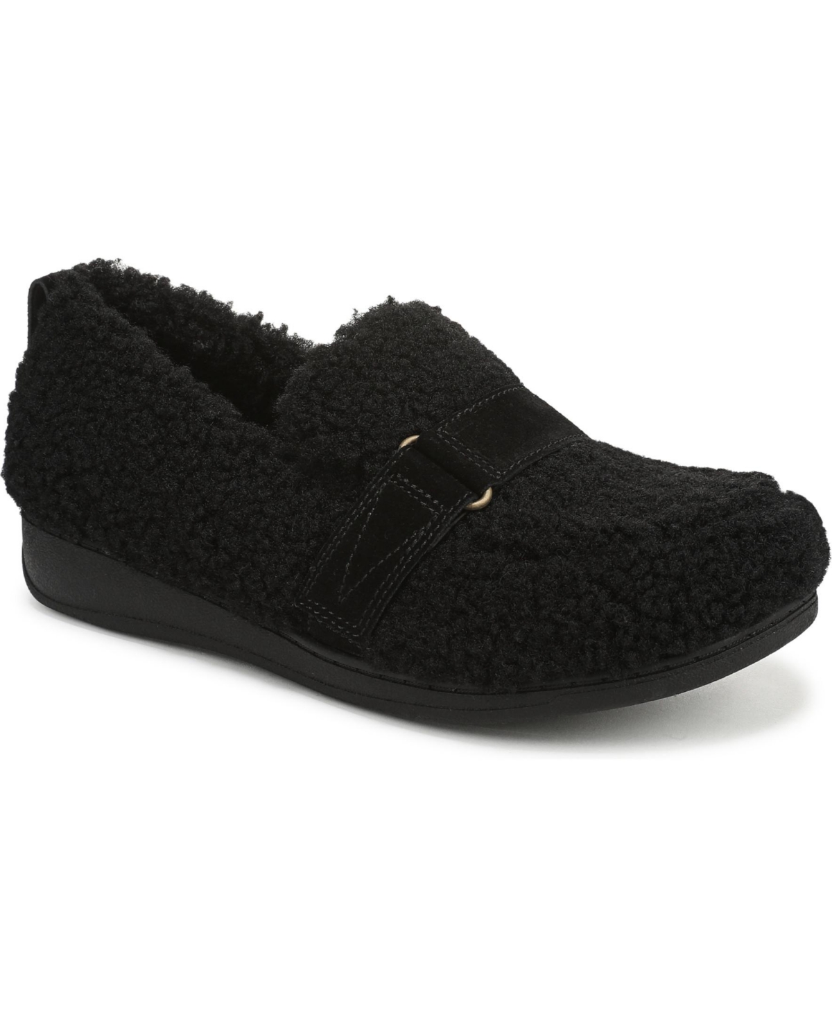 Click here for Vionic Womens Imogen Slip On Slippers - Black faux... prices