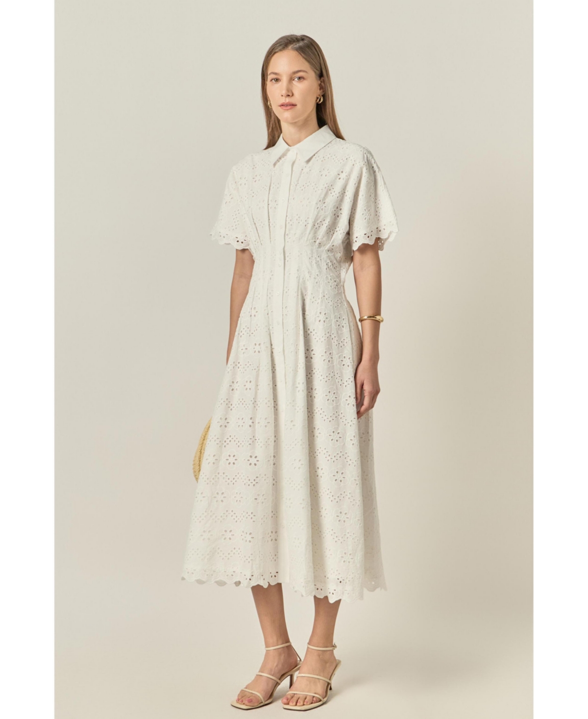 Click here for English Factory Womens Cinched Waist eyelet Midi D... prices