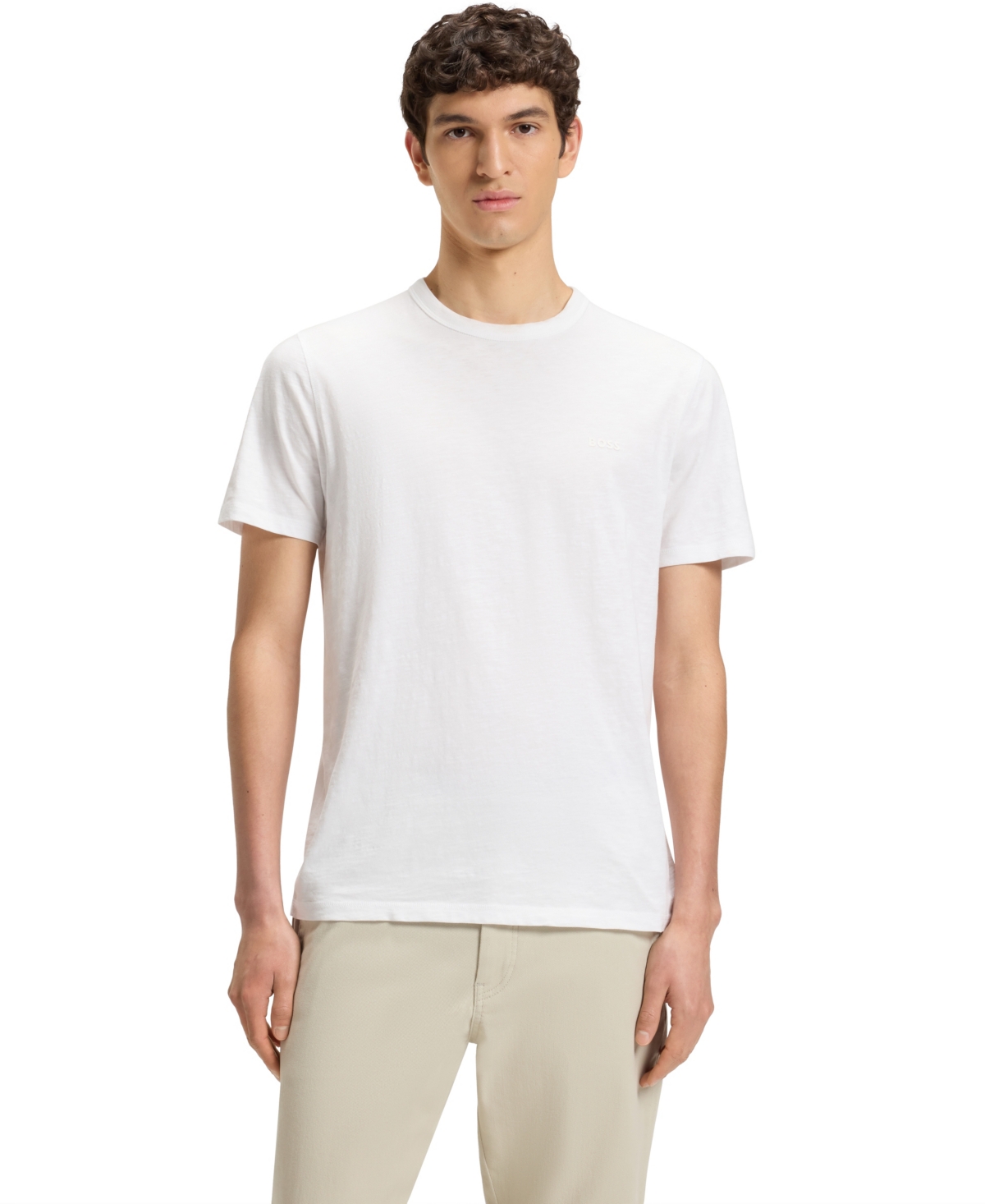 Click here for Boss by Hugo Boss Mens Slub-Cotton Logo Detail T-S... prices