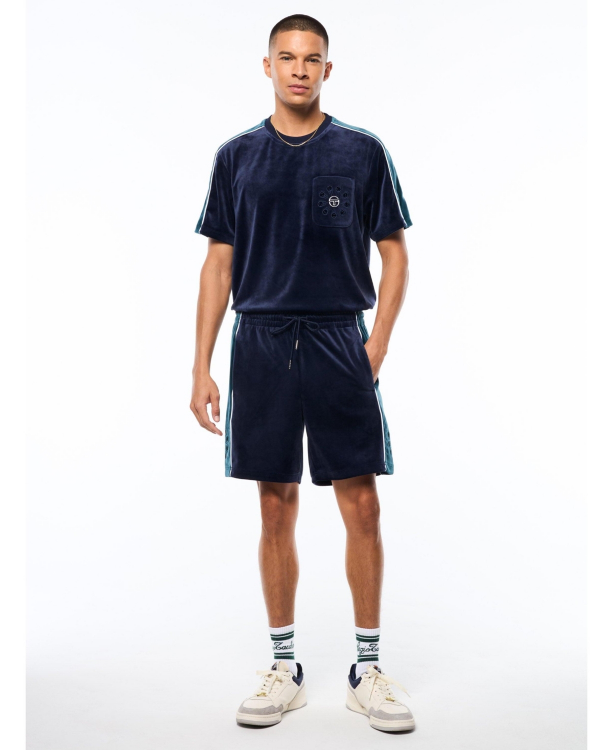 Click here for Sergio Tacchini Mens Cresta Velour Short - Maritim... prices