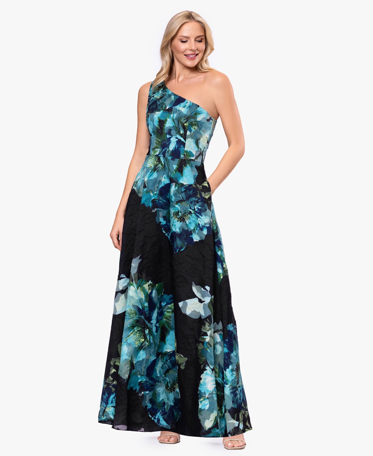 Click here for Betsy & Adam Womens One-Shoulder Burnout Print Bal... prices