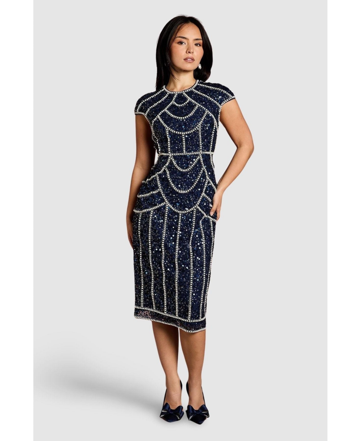 Click here for Coast Womens Embellished Midi Dress - Navy prices