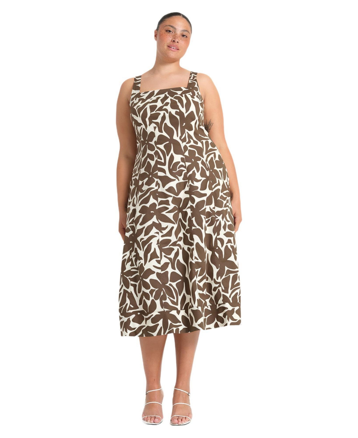 Click here for Estelle Plus Size Sylvia Square-Neck Midi Dress -... prices