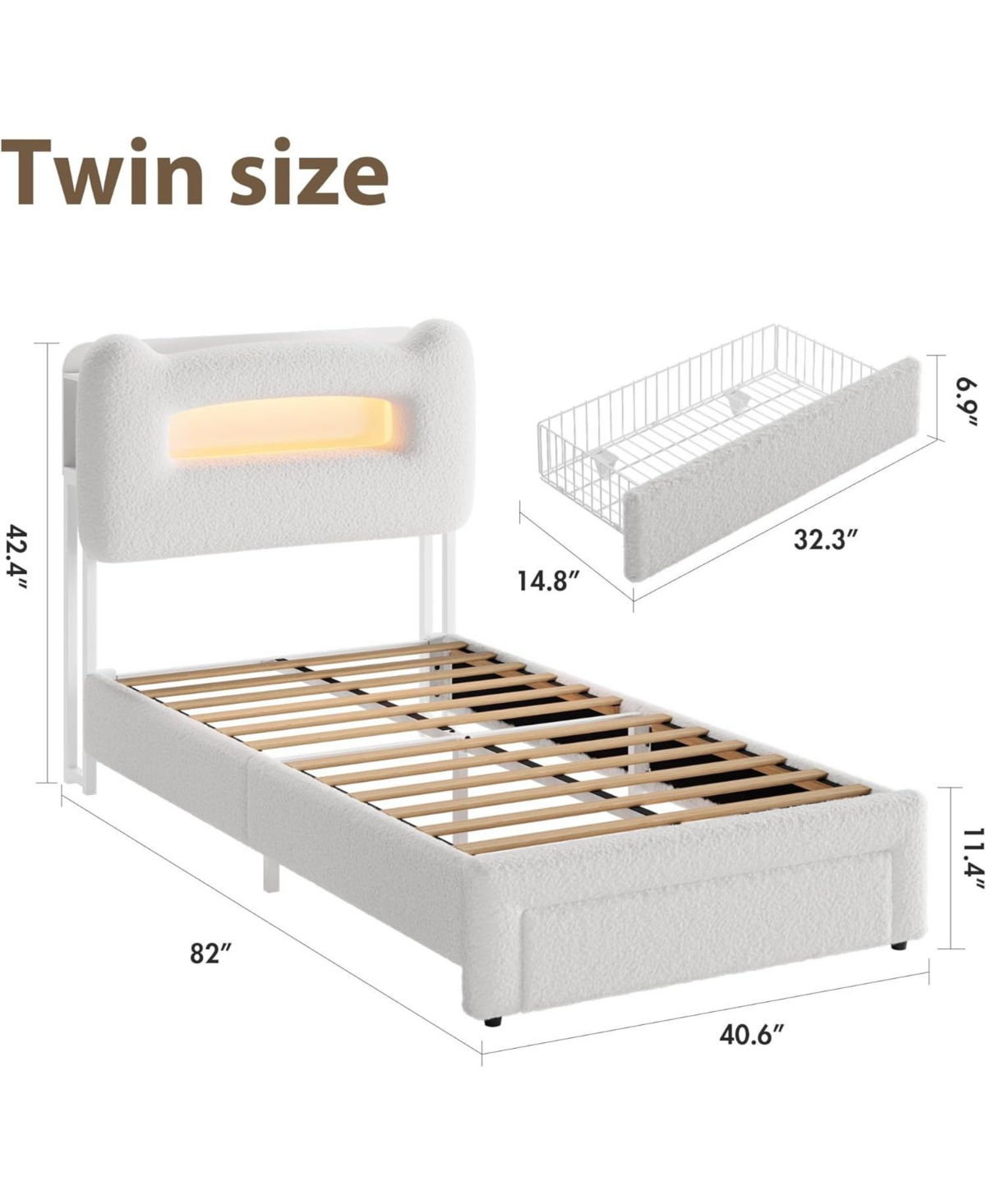 Click here for gaomon Led Twin Bed Frame with 2 Tier Storage Head... prices