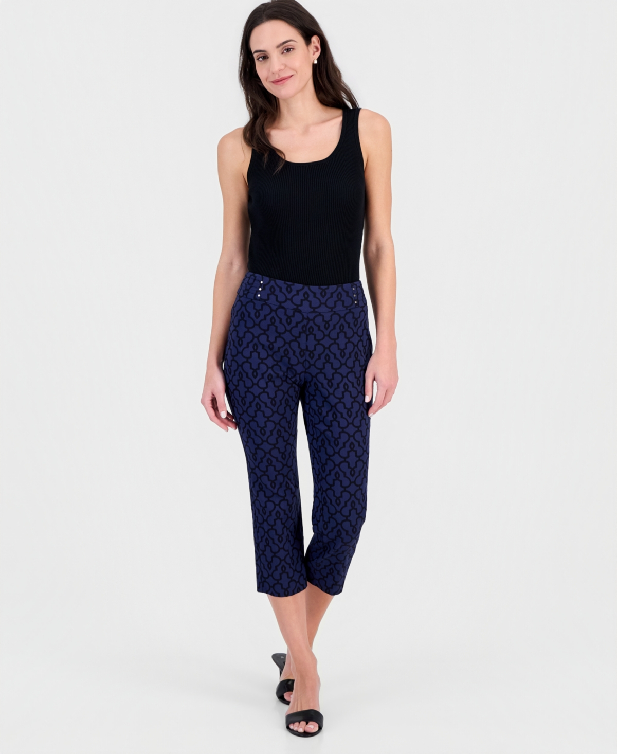 Click here for Jm Collection Womens Jacquard Mid Rise Pull-On Cap... prices