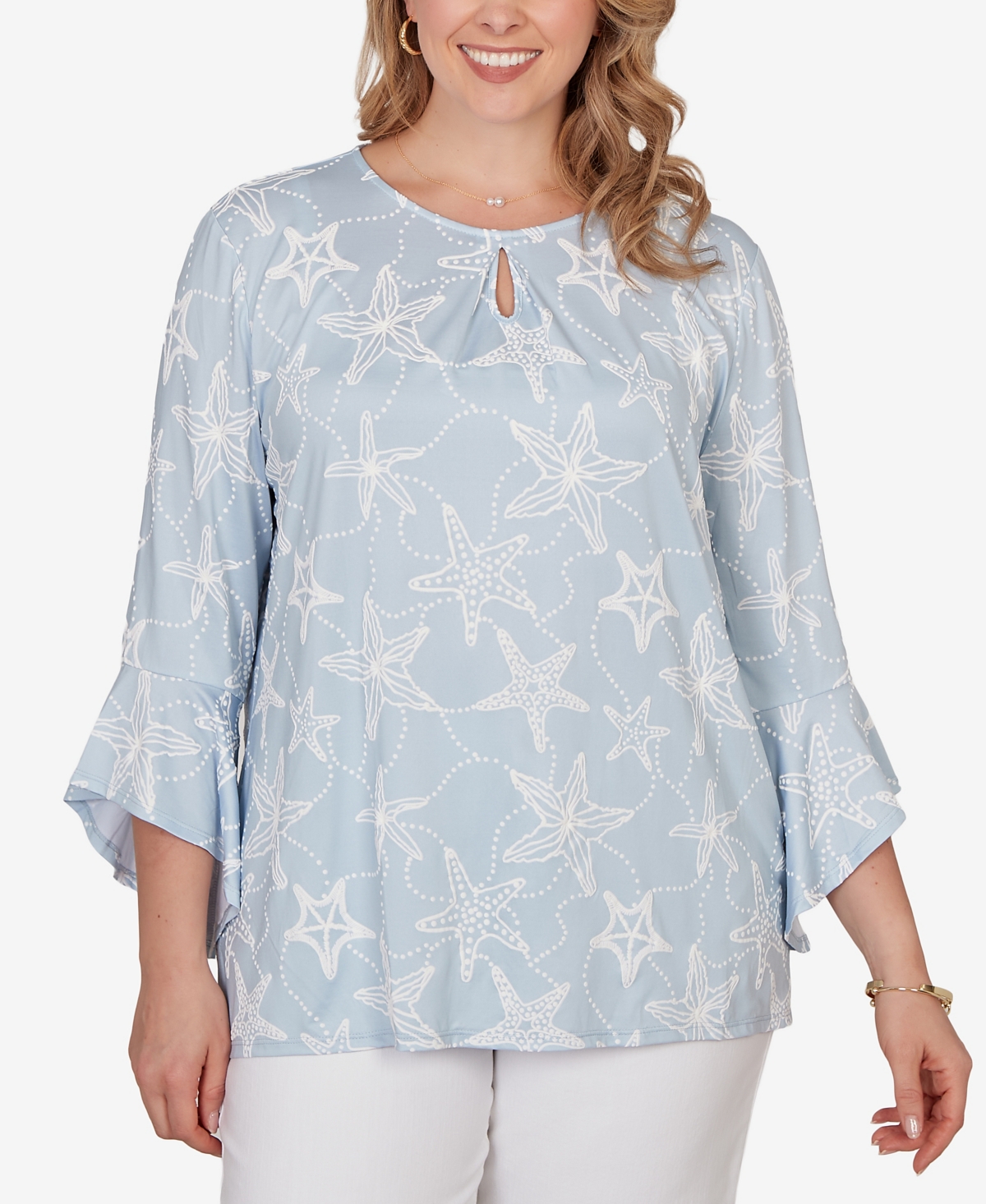 Click here for Ruby Rd. Plus Size Starfish Puff Print Flutter Sle... prices