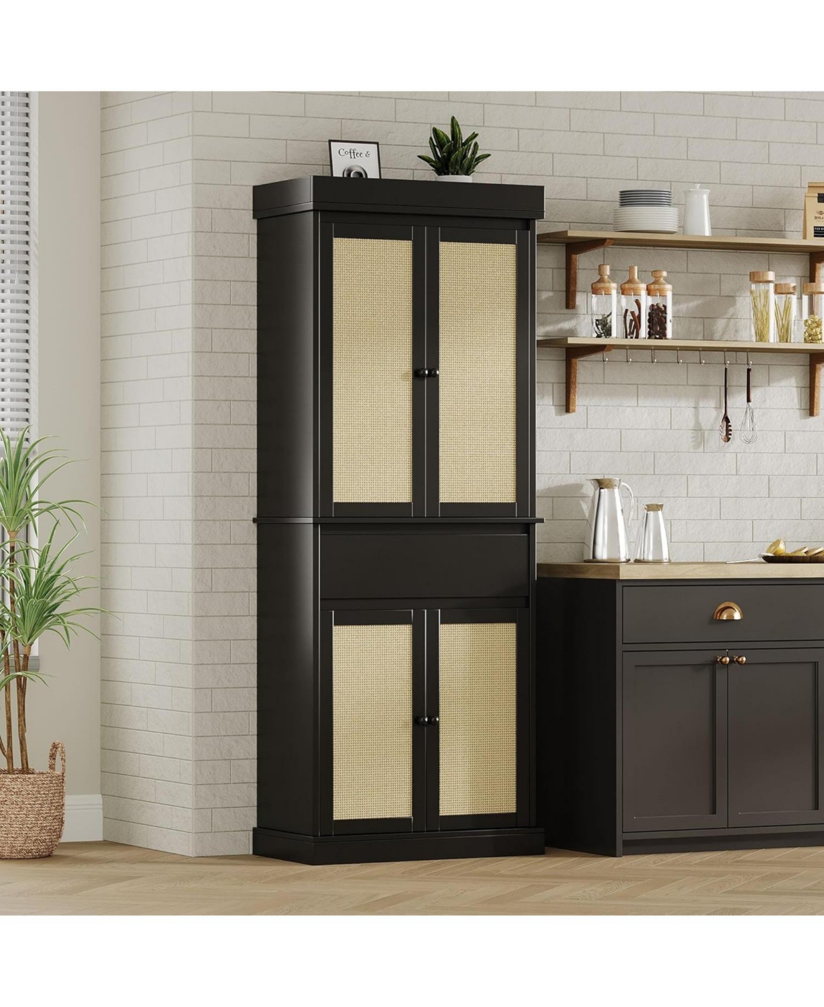 Click here for gaomon 70" Rattan Pantry Cabinet  Pantry Stor... prices