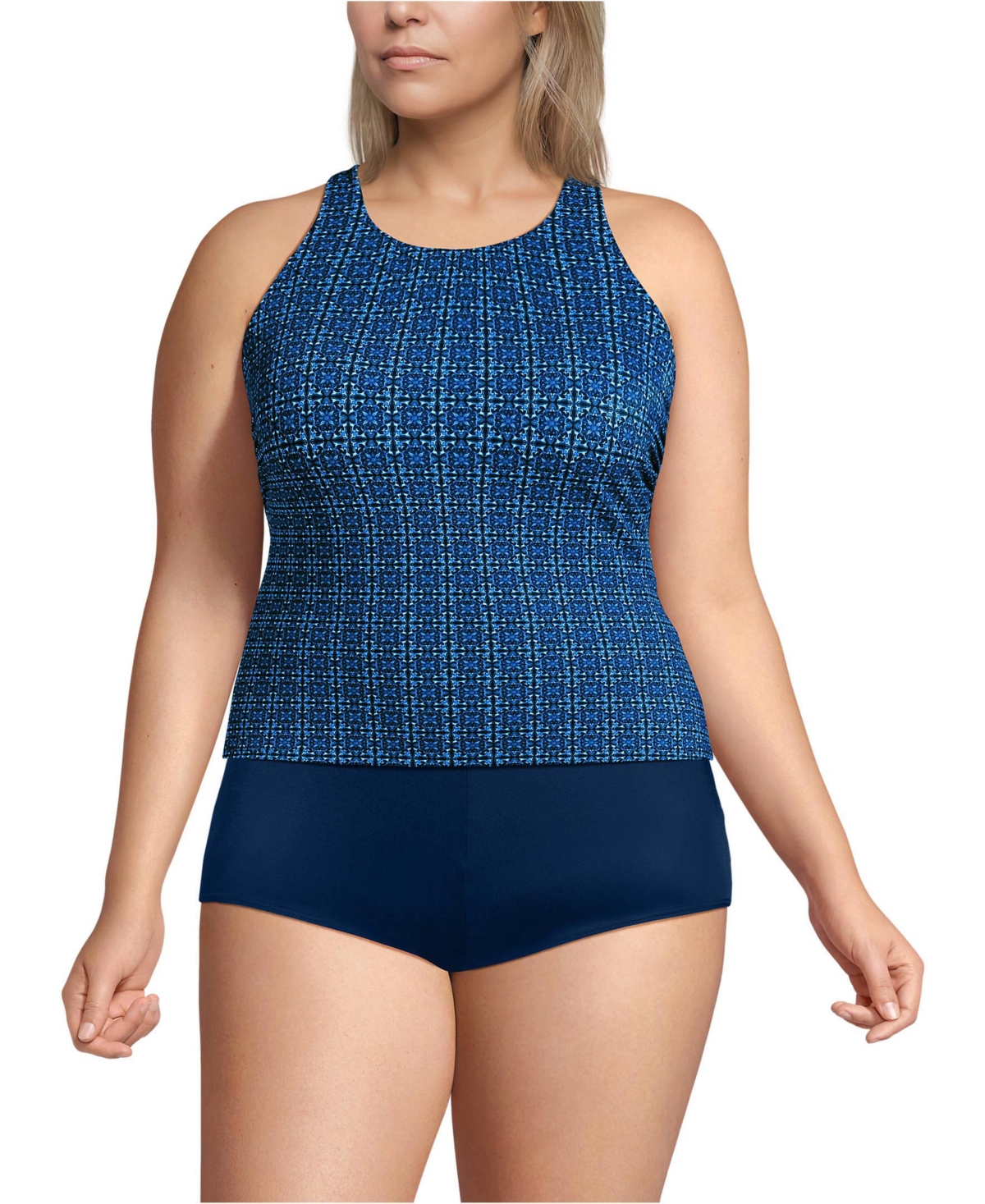 Click here for Lands End Plus Size Tugless High Neck Strappy Back... prices
