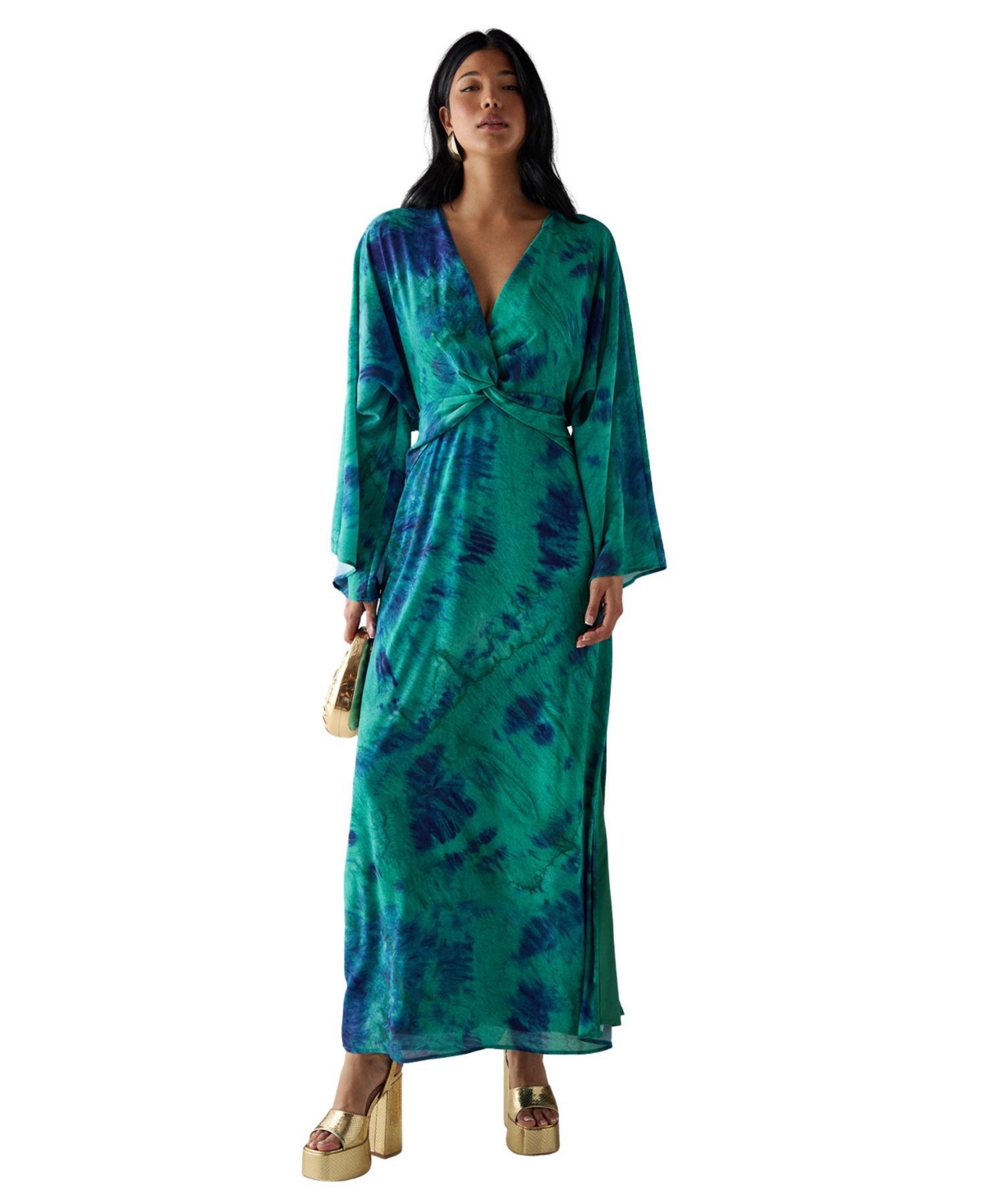 Click here for Warehouse Womens Chiffon Wrap Knot Front Maxi Dres... prices