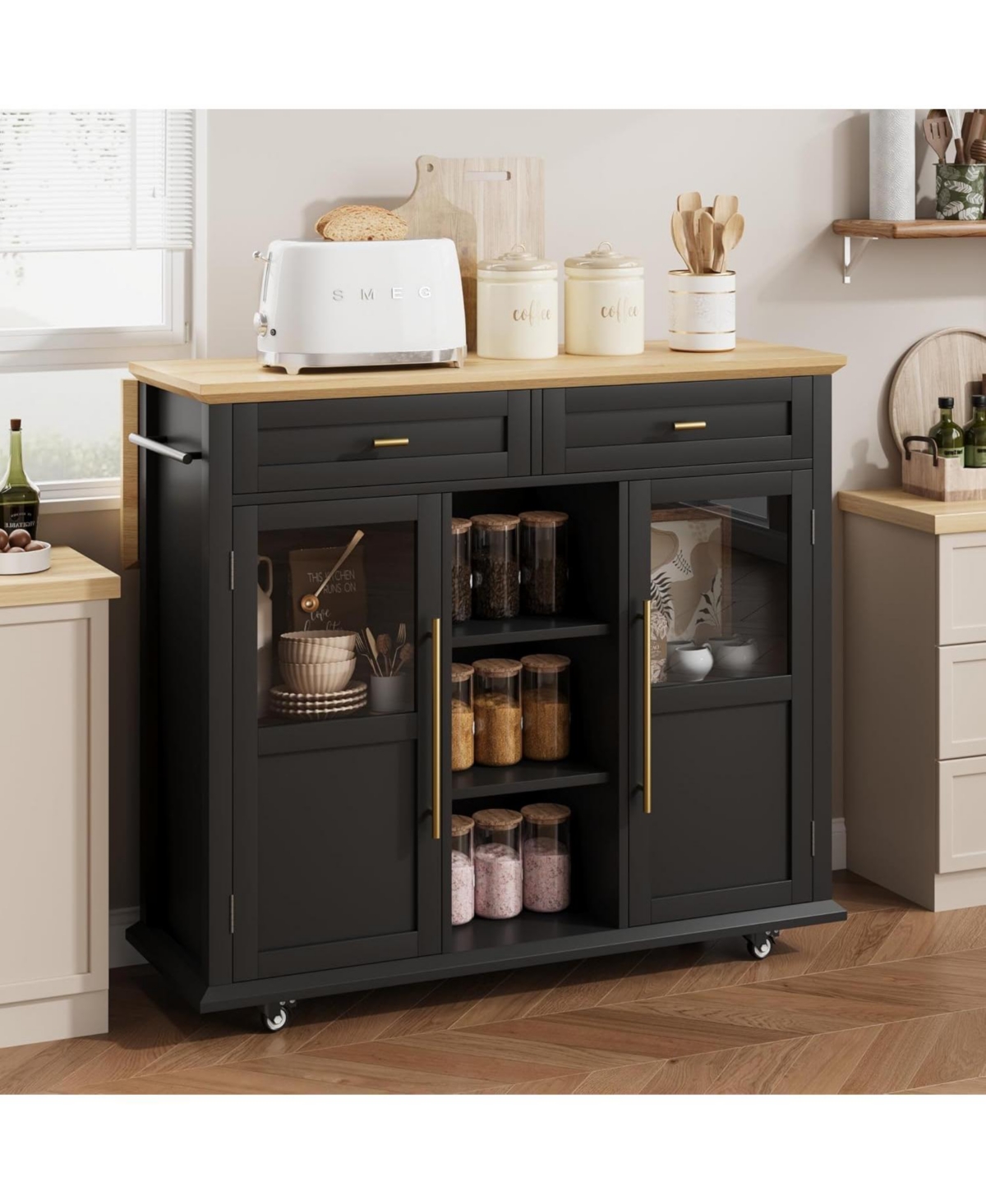 Click here for gaomon Mobile Storage Island  2-Tier Rolling Kitch... prices