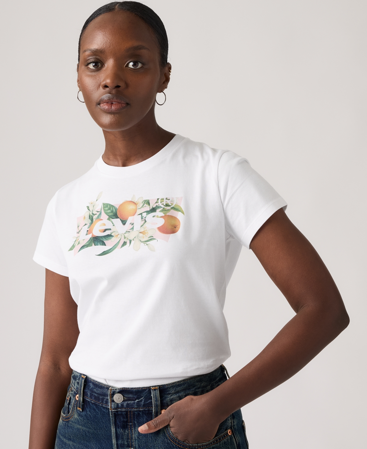 Click here for Levis Womens Perfect Graphic Logo Cotton T-shirt -... prices