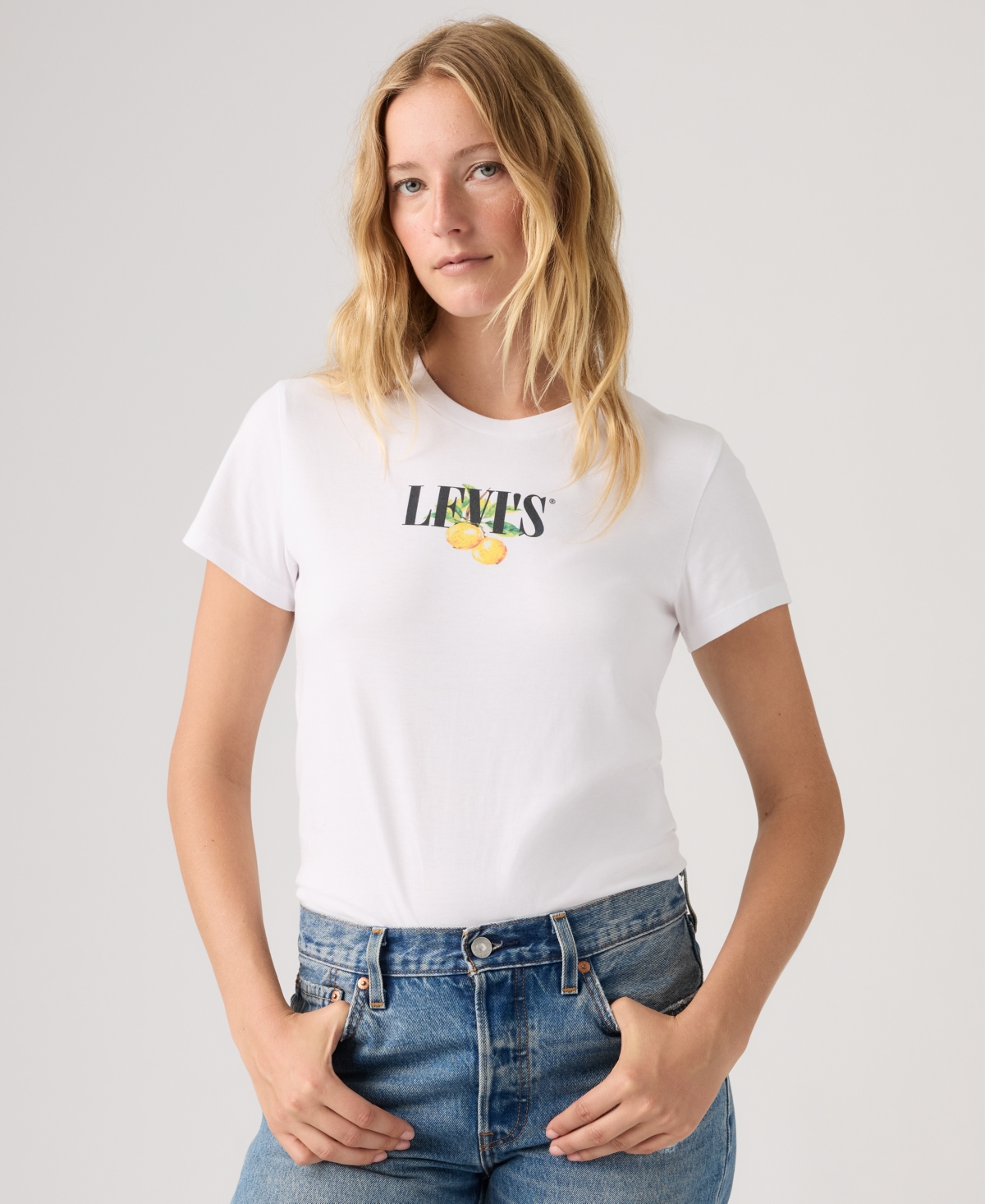 Click here for Levis Womens Perfect Graphic Logo Cotton T-shirt -... prices