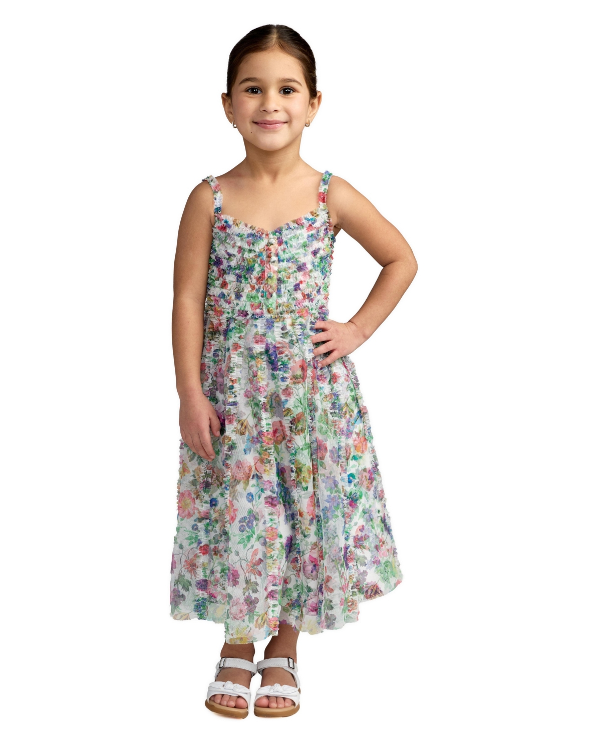 Click here for Mac Duggal Big Girls Mesh V-Neck Floral Print Mini... prices