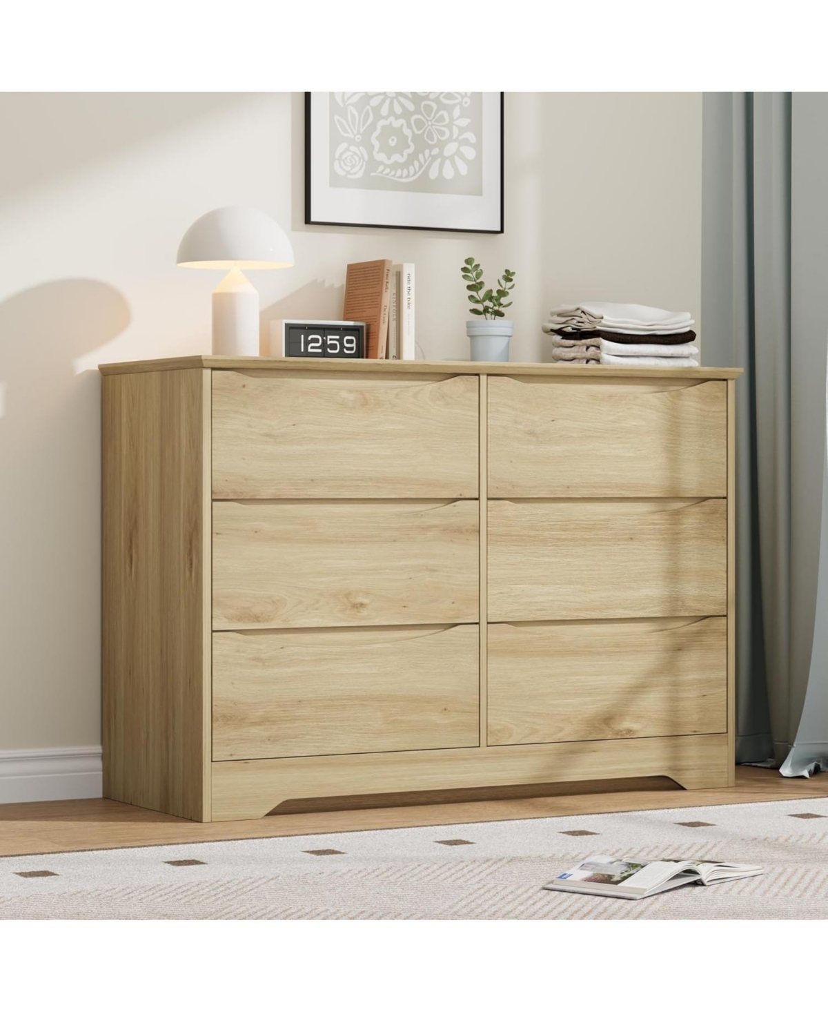 Click here for gaomon Wooden Dresser with 6 Drawers  Tall Modern... prices