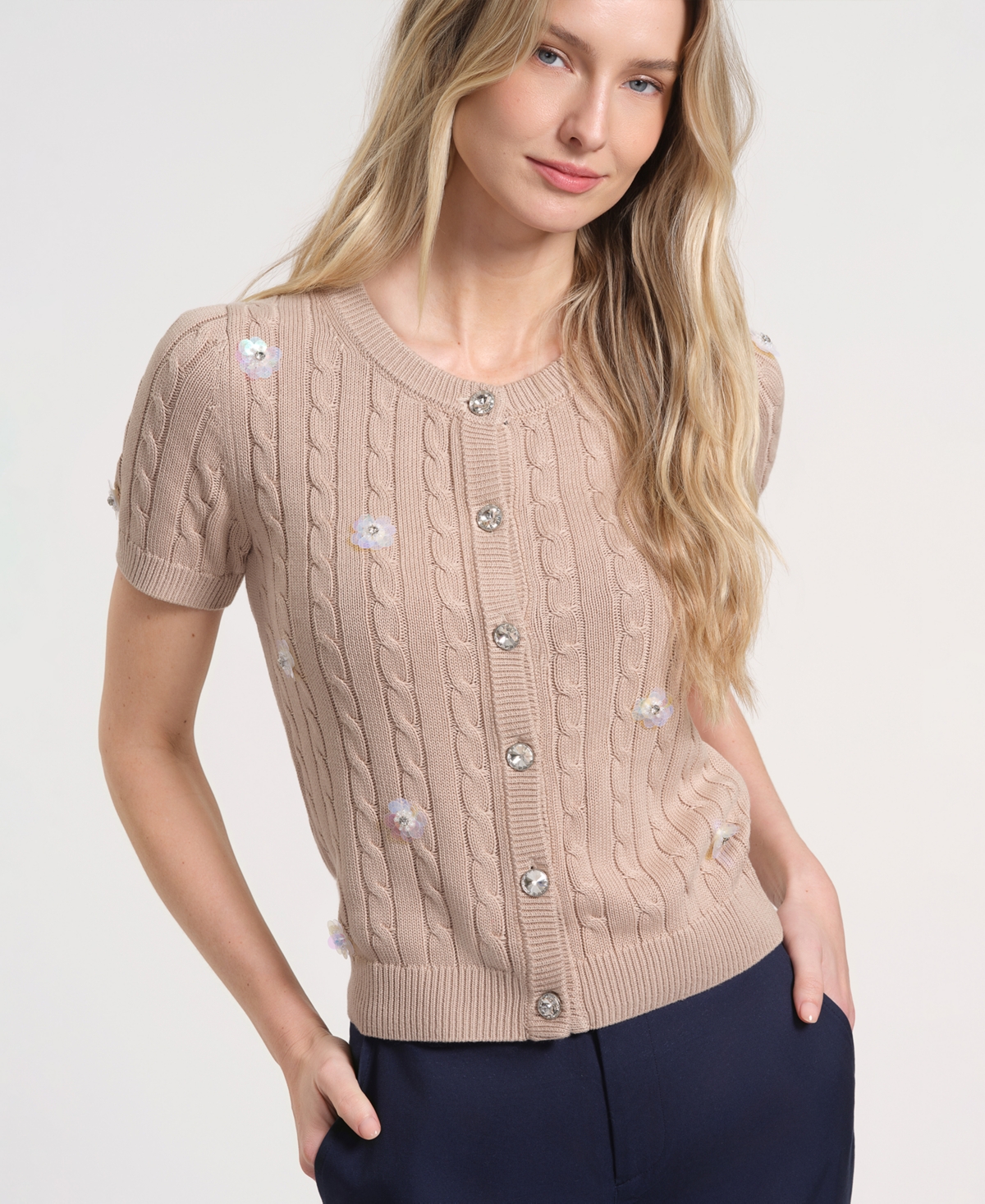 Click here for Isaac Mizrahi Womens Short-Sleeve Cropped Cardigan... prices