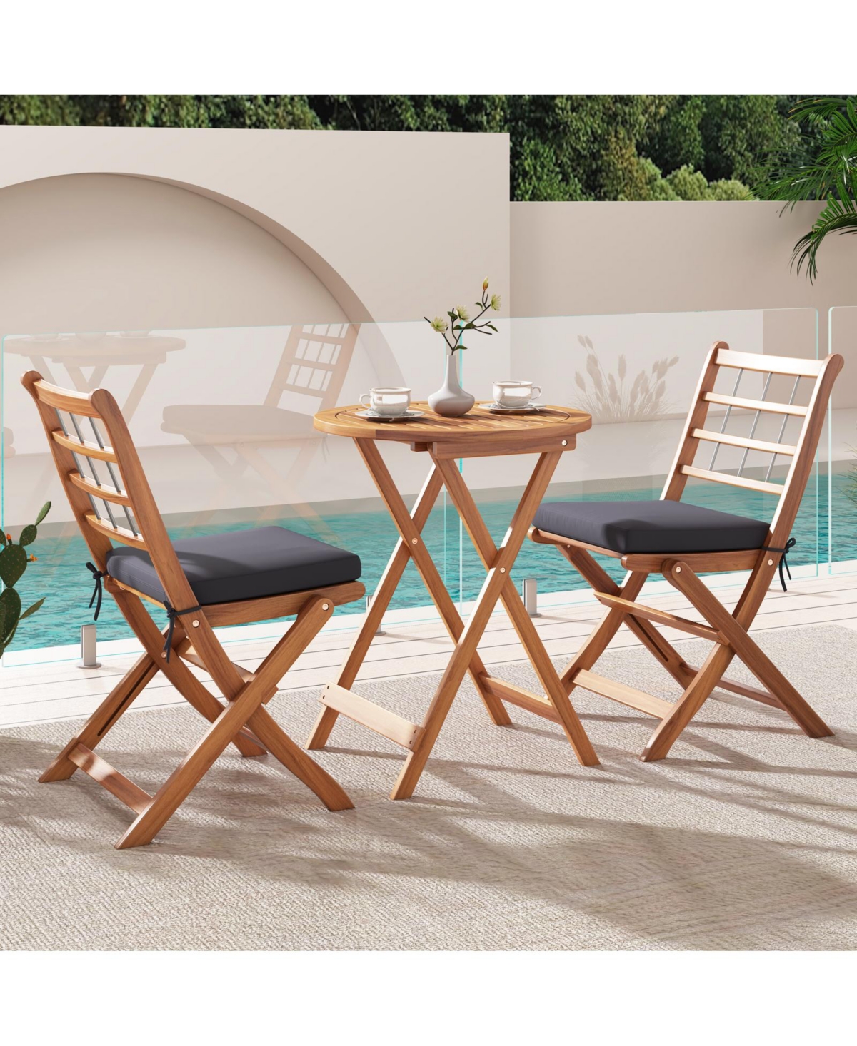 Click here for sumyeg 3-Piece Acacia Wood Patio Bistro Set with S... prices