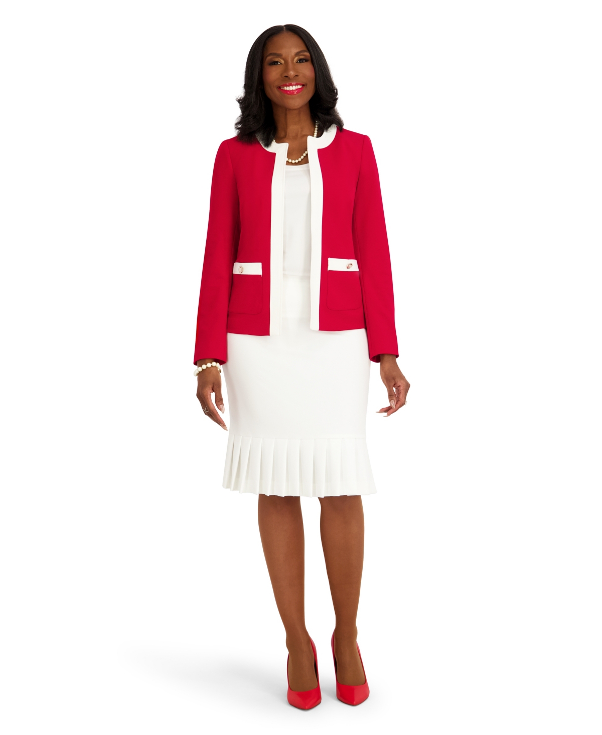 Click here for Kasper Womens Pull-On Pleated Hem Skirt - White prices