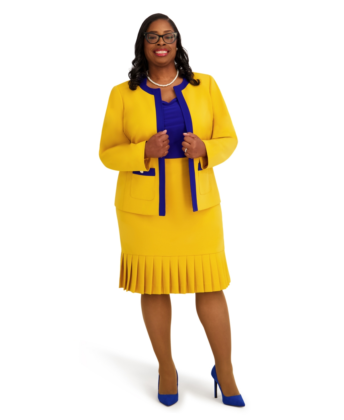 Click here for Kasper Womens Pull-On Pleated Hem Skirt - Gold Sig... prices