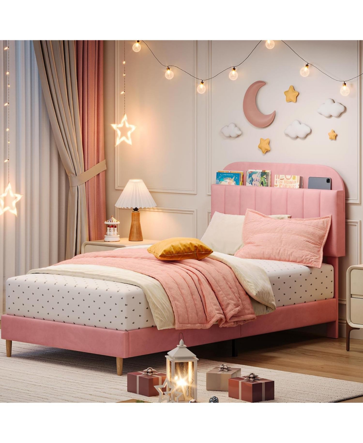 Click here for gaomon Twin Xl Bed Frame Storage Headboard Velvet... prices