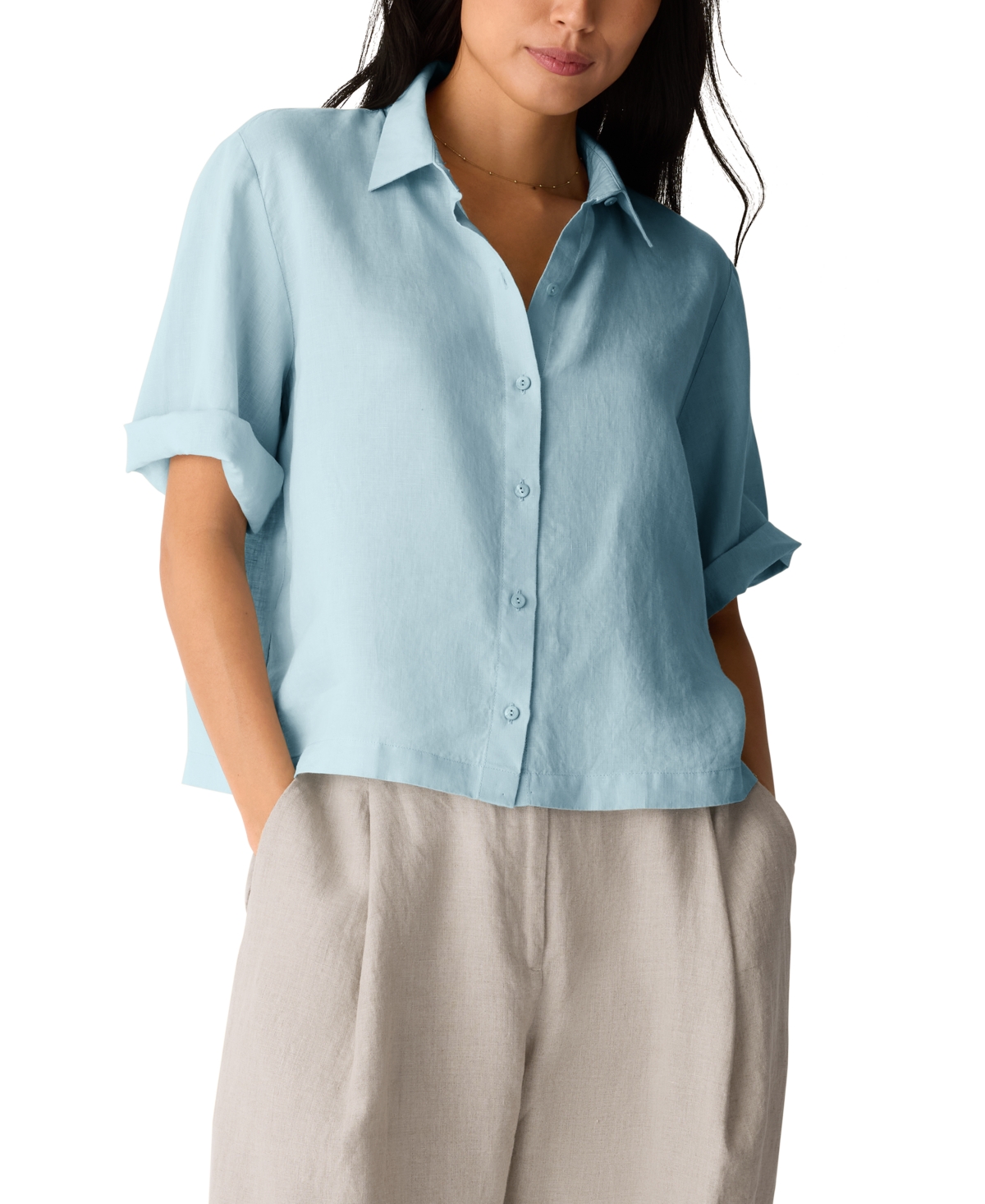 Click here for Eileen Fisher Womens Classic Collar Shirt - Breeze prices