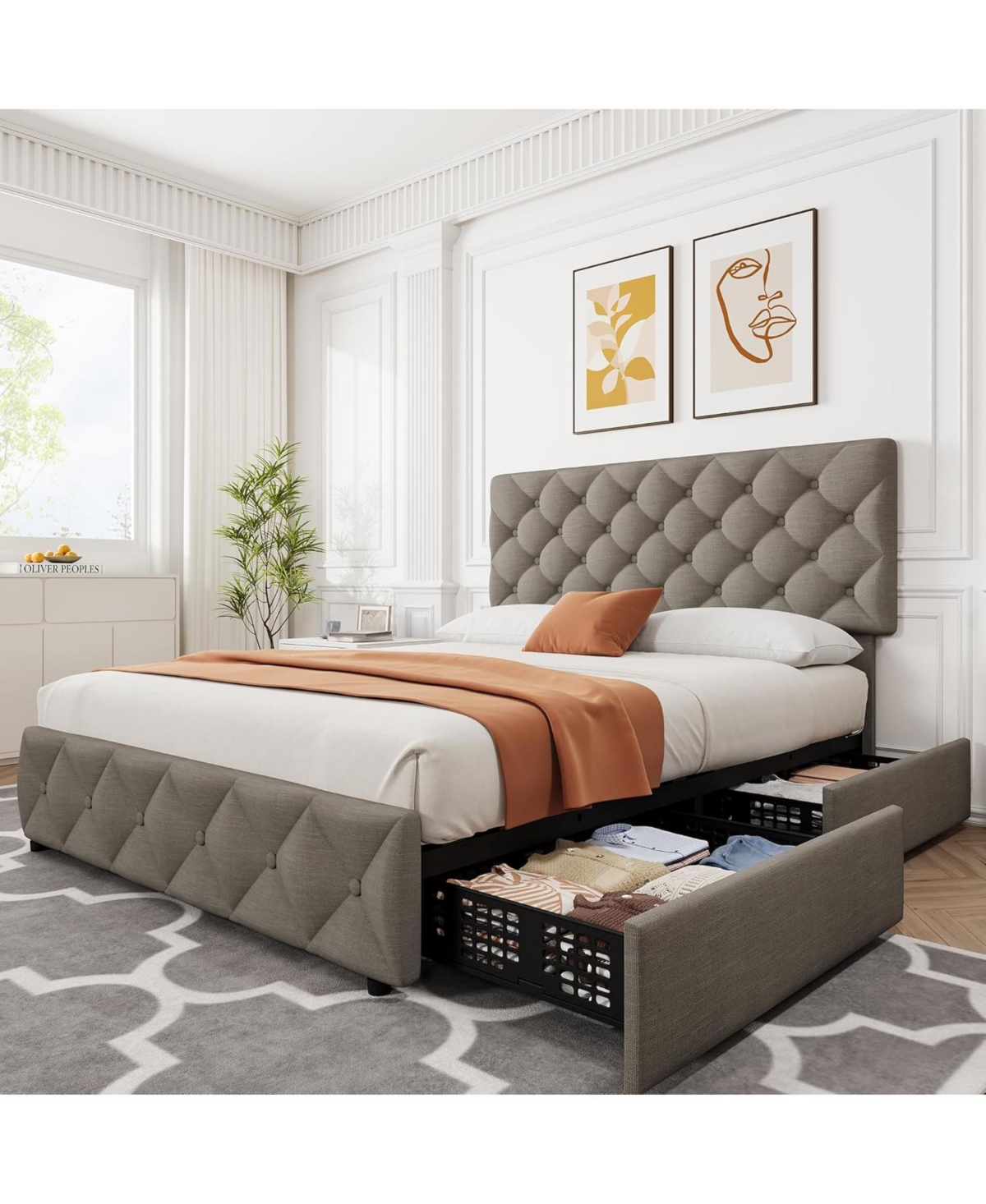 Click here for gaomon Bed Frame 4 Drawers Adjustable Headboard Li... prices