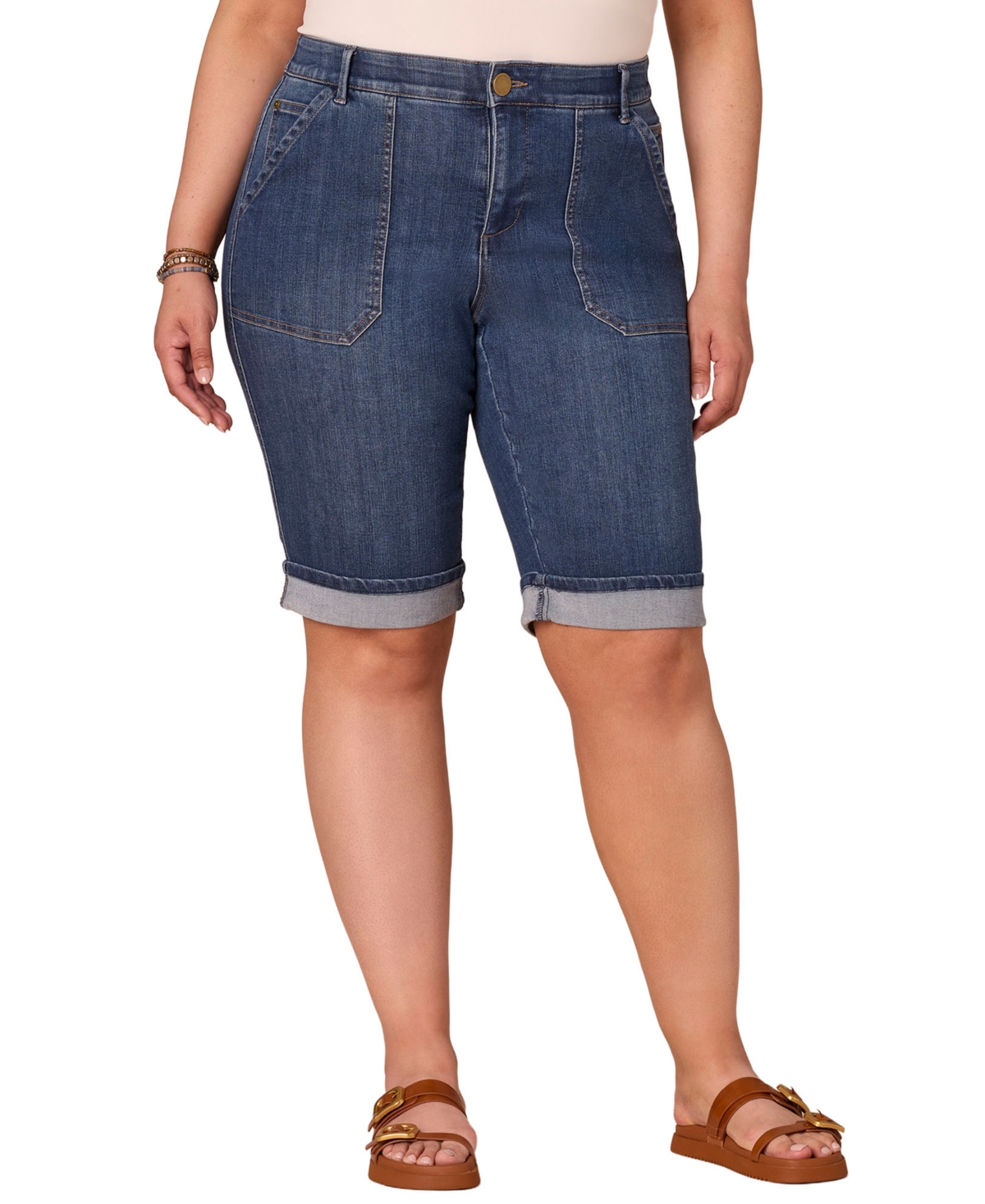 Click here for Democracy Plus Size High-Rise Cuffed Bermuda Short... prices