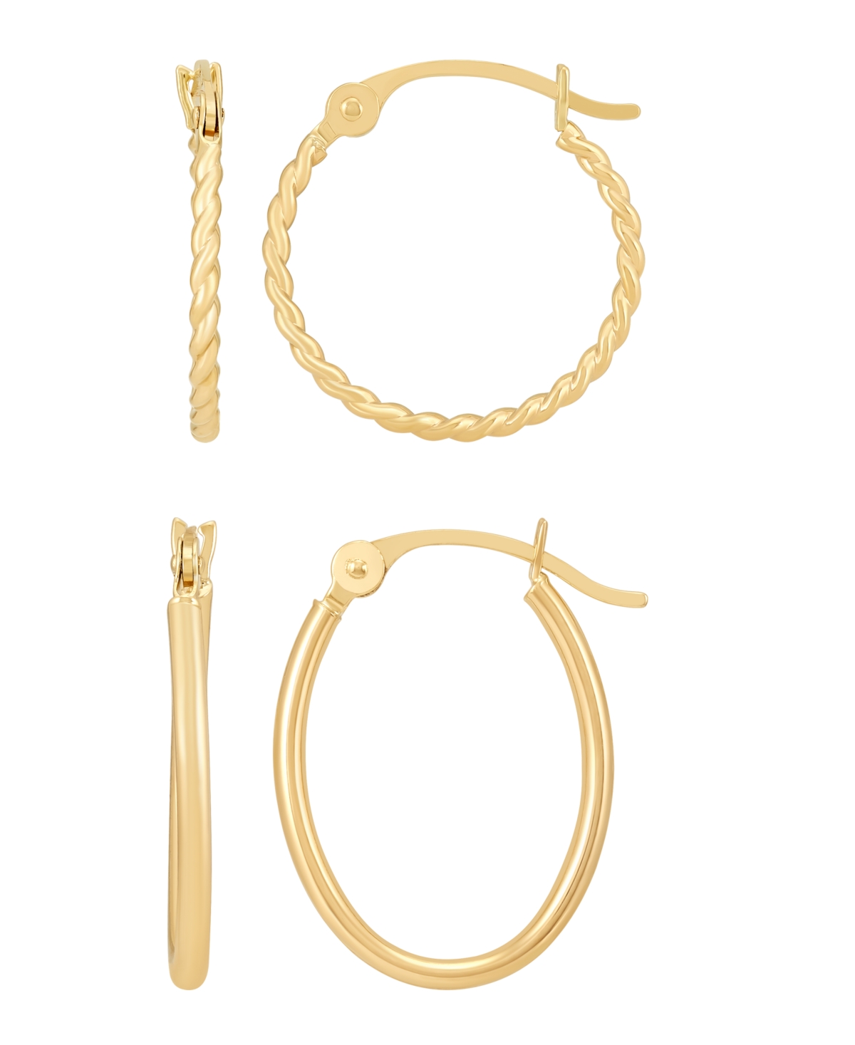 Click here for Macys 2-Pc. Oval Hoop Earrings Set in 10k Yellow G... prices