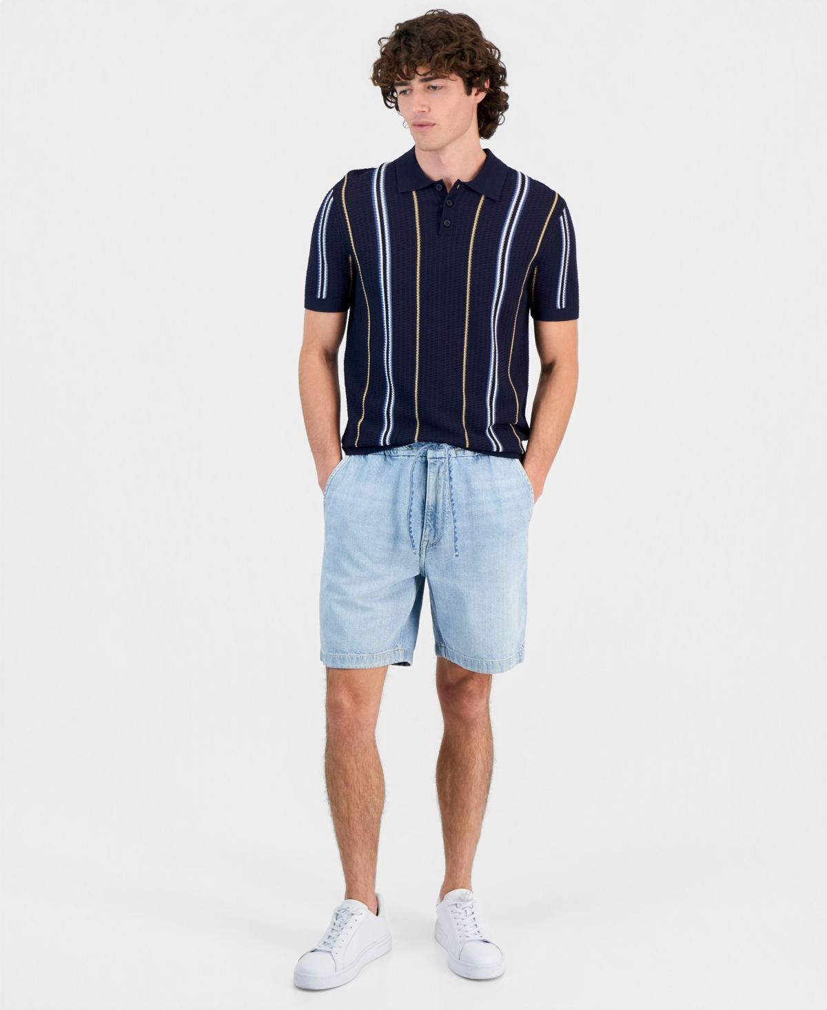 Click here for Guess Mens Carson Cotton-Blend Drawcord 8 Shorts -... prices