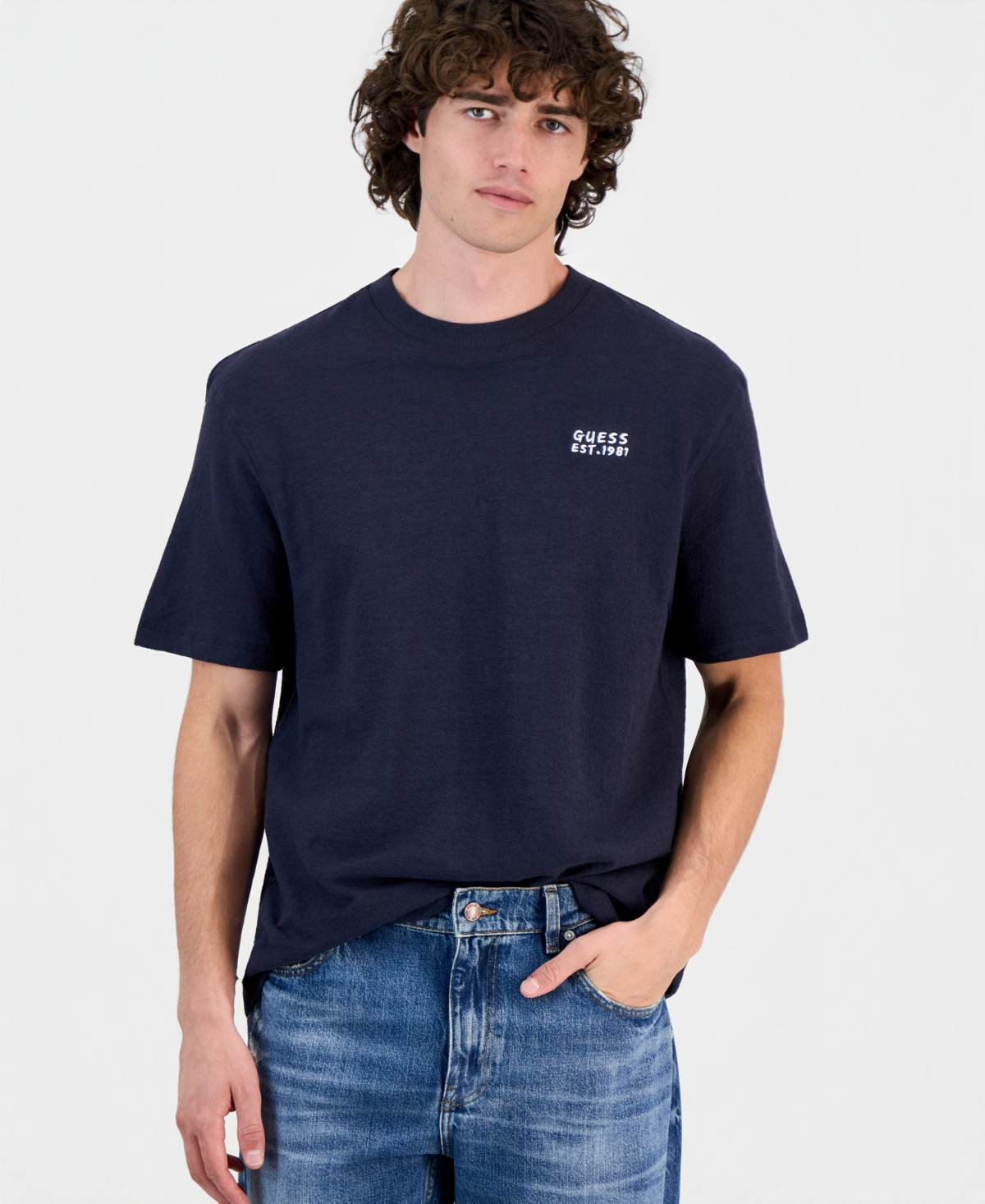 Click here for Guess Mens Seaside Paint Cotton Graphic T-Shirt -... prices