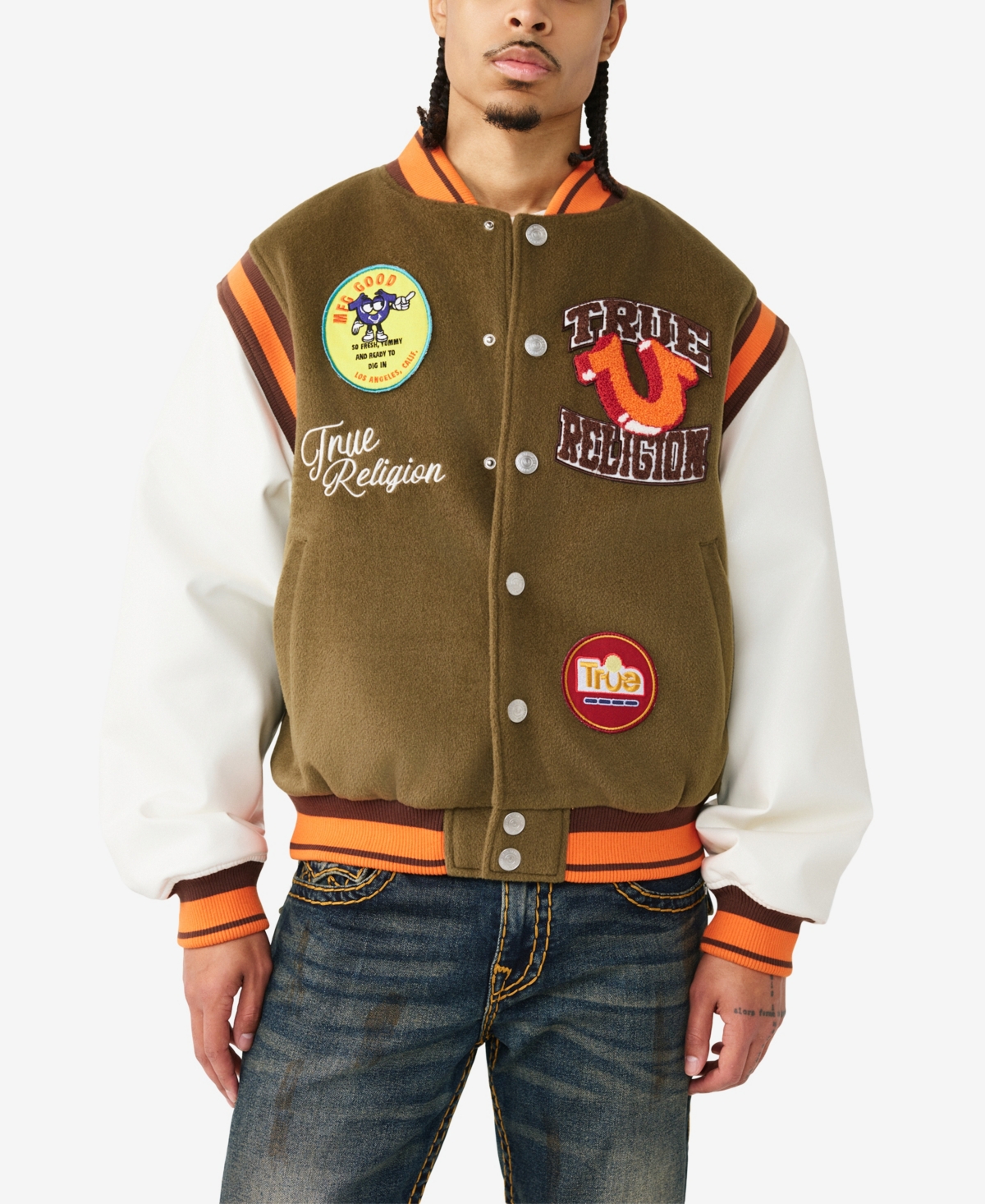 Click here for True Religion Mens Garden Logo Retro Varsity Jacke... prices