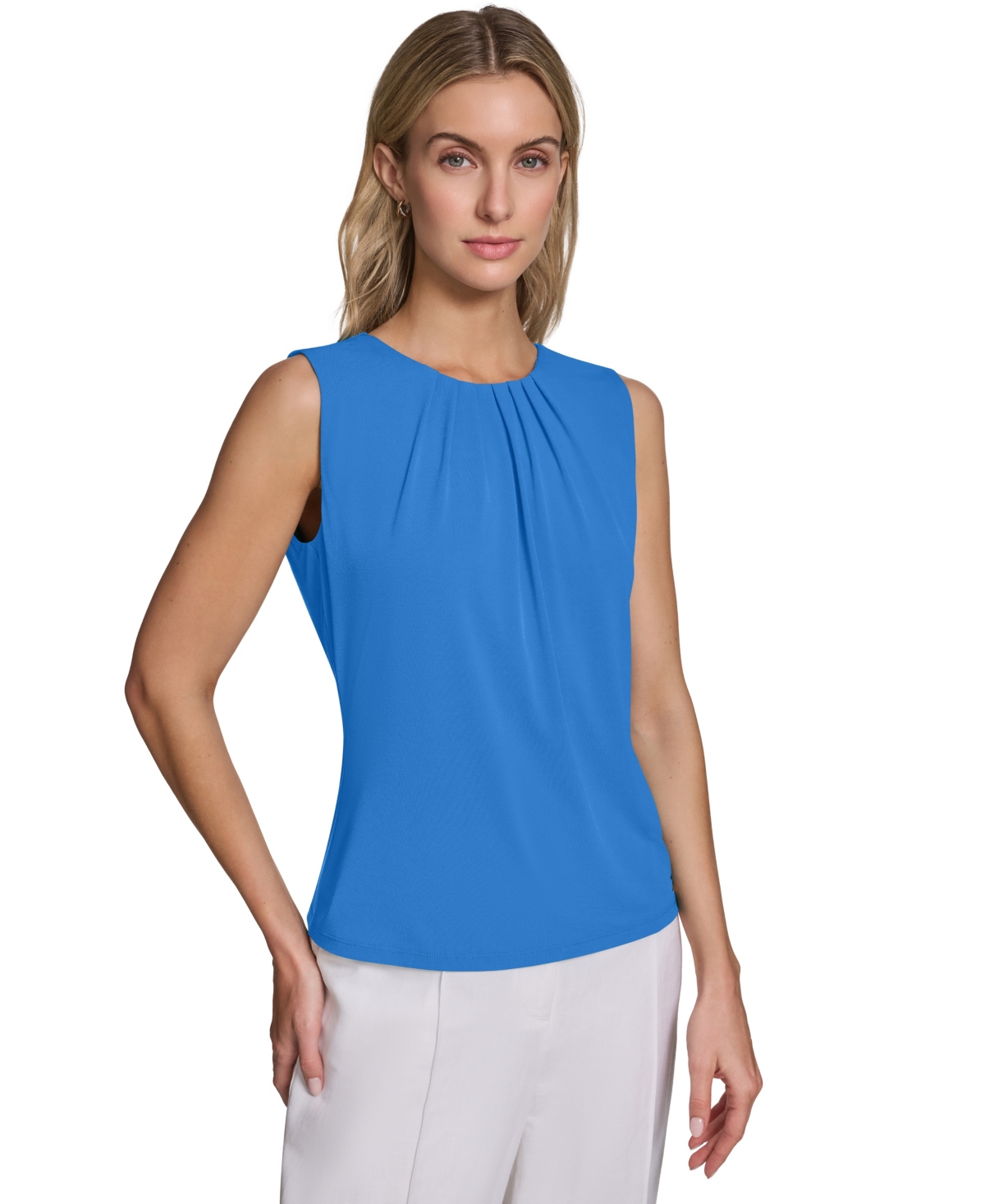 Click here for Calvin Klein Womens Pleated Crew Neck Cami Top - S... prices