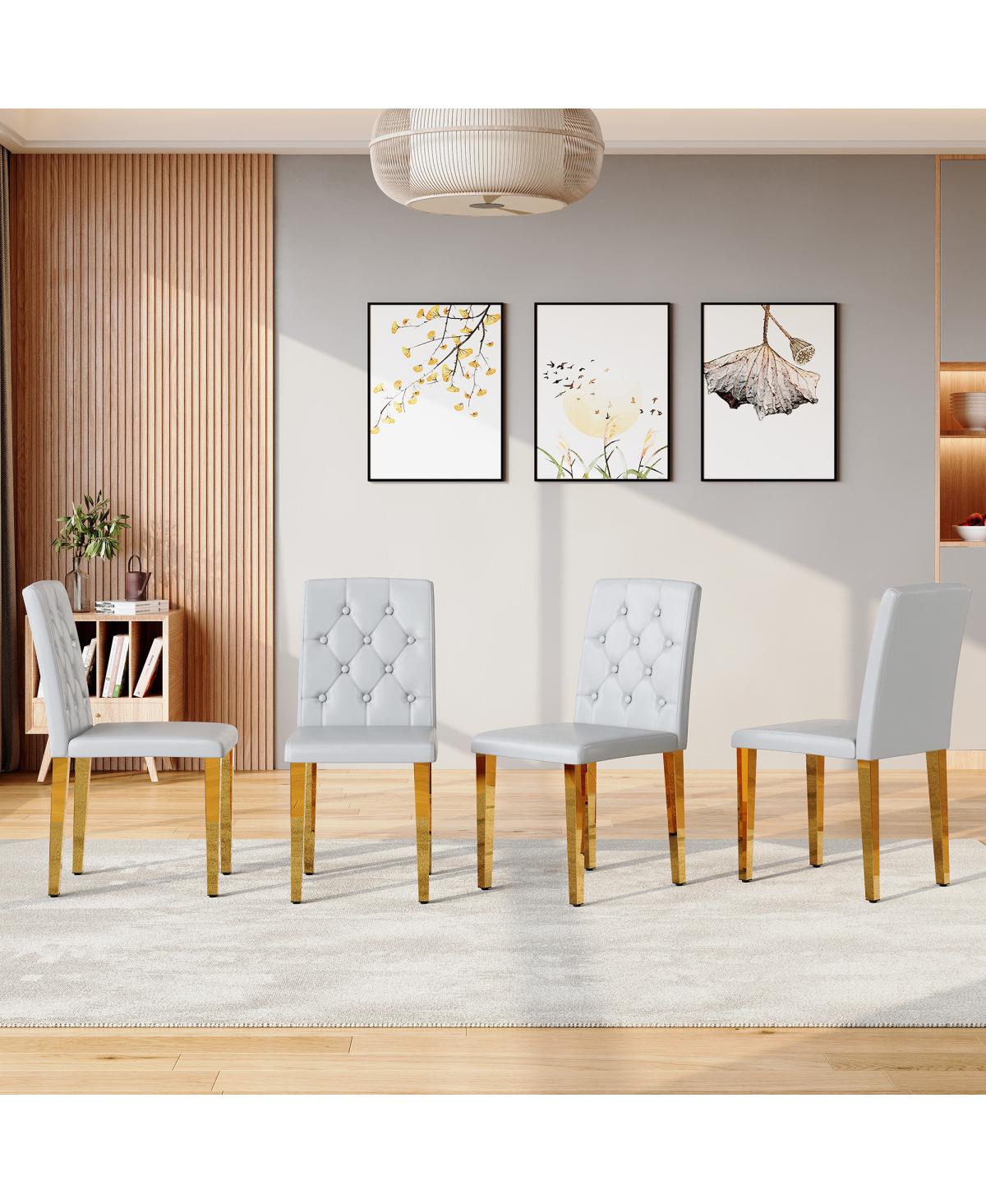 Click here for Streamdale Furniture 4-piece light Gray Pu dining... prices