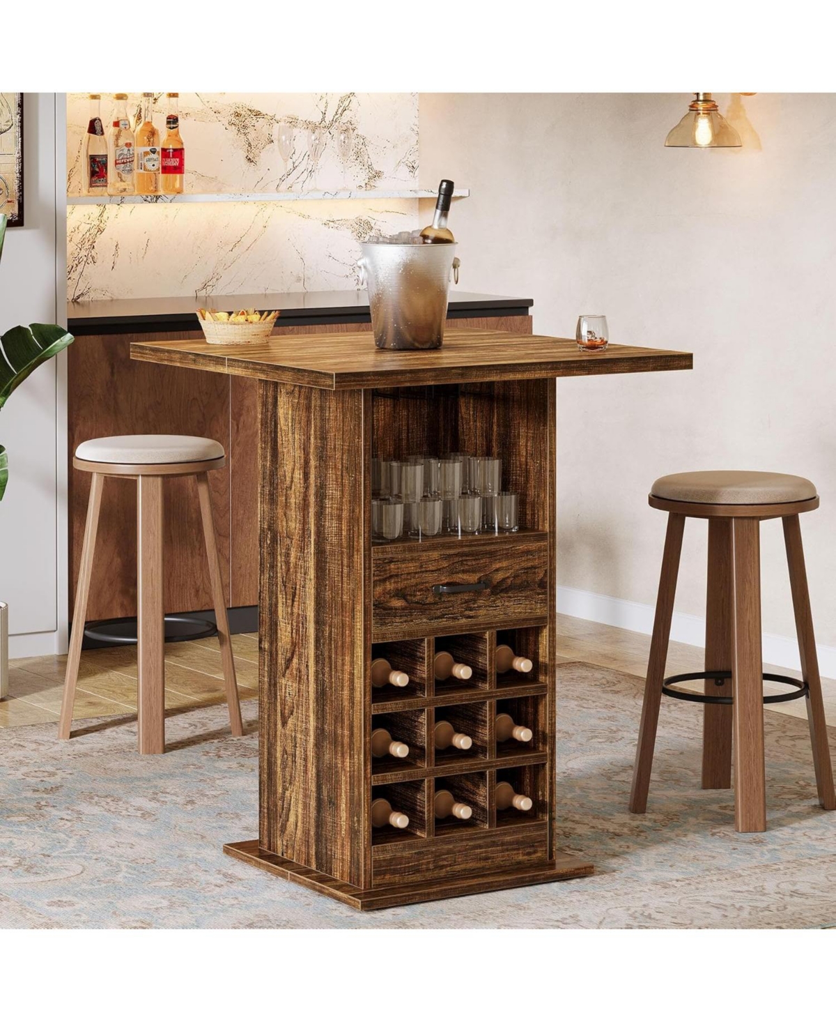 Click here for Tribesigns Square Bar Table H Industrial Cocktail... prices