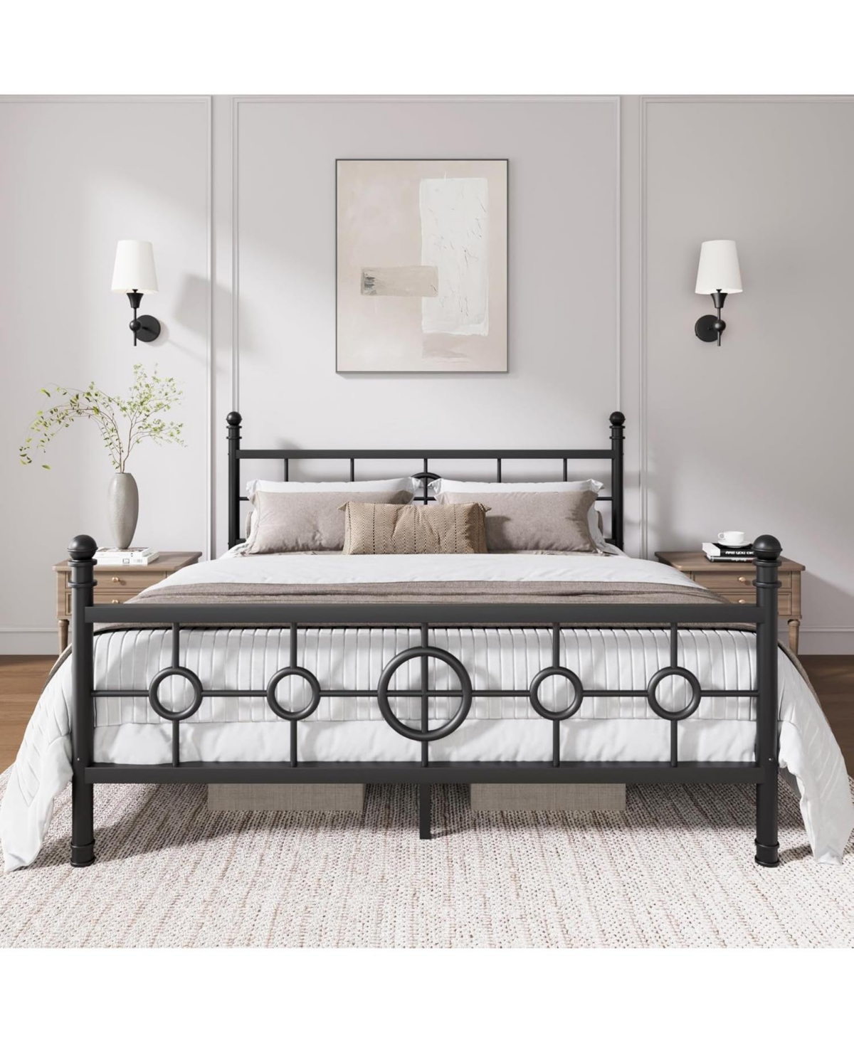 Click here for gaomon Metal Bed Frame with Vintage Circular Headb... prices