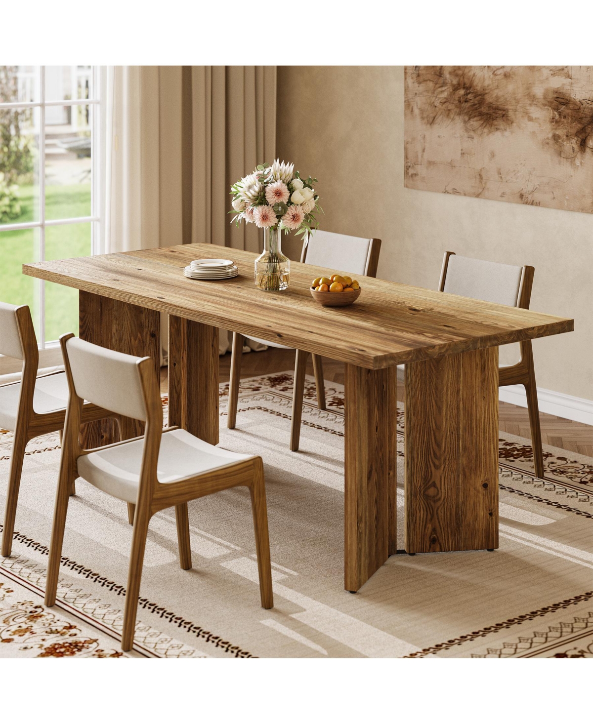 Click here for Tribesigns 63 Inch Solid Wood Dining Table  Farmho... prices